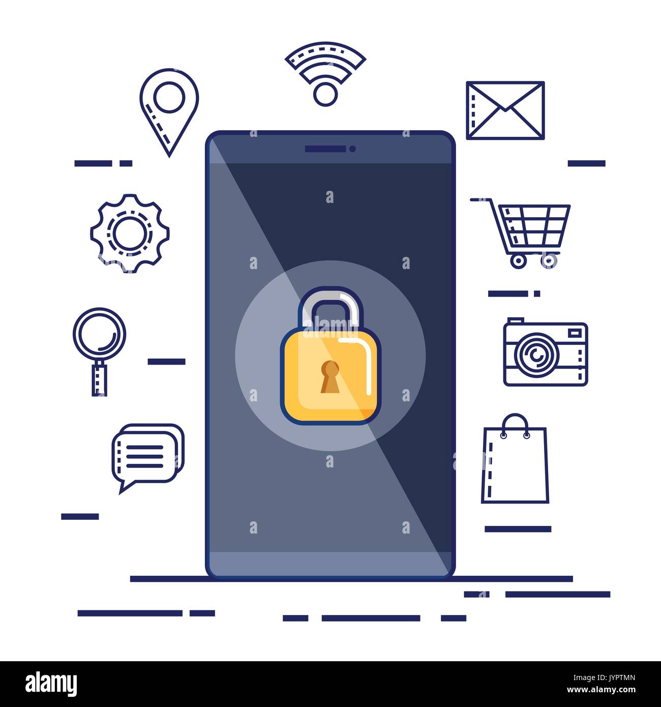 mobile phone security technology web app icons Stock Vector Image & Art ...