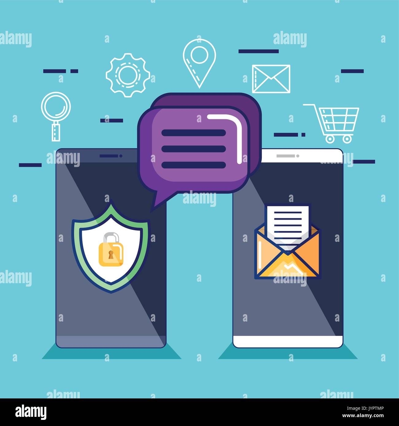 mobile phone transfer information message secure Stock Vector Image ...