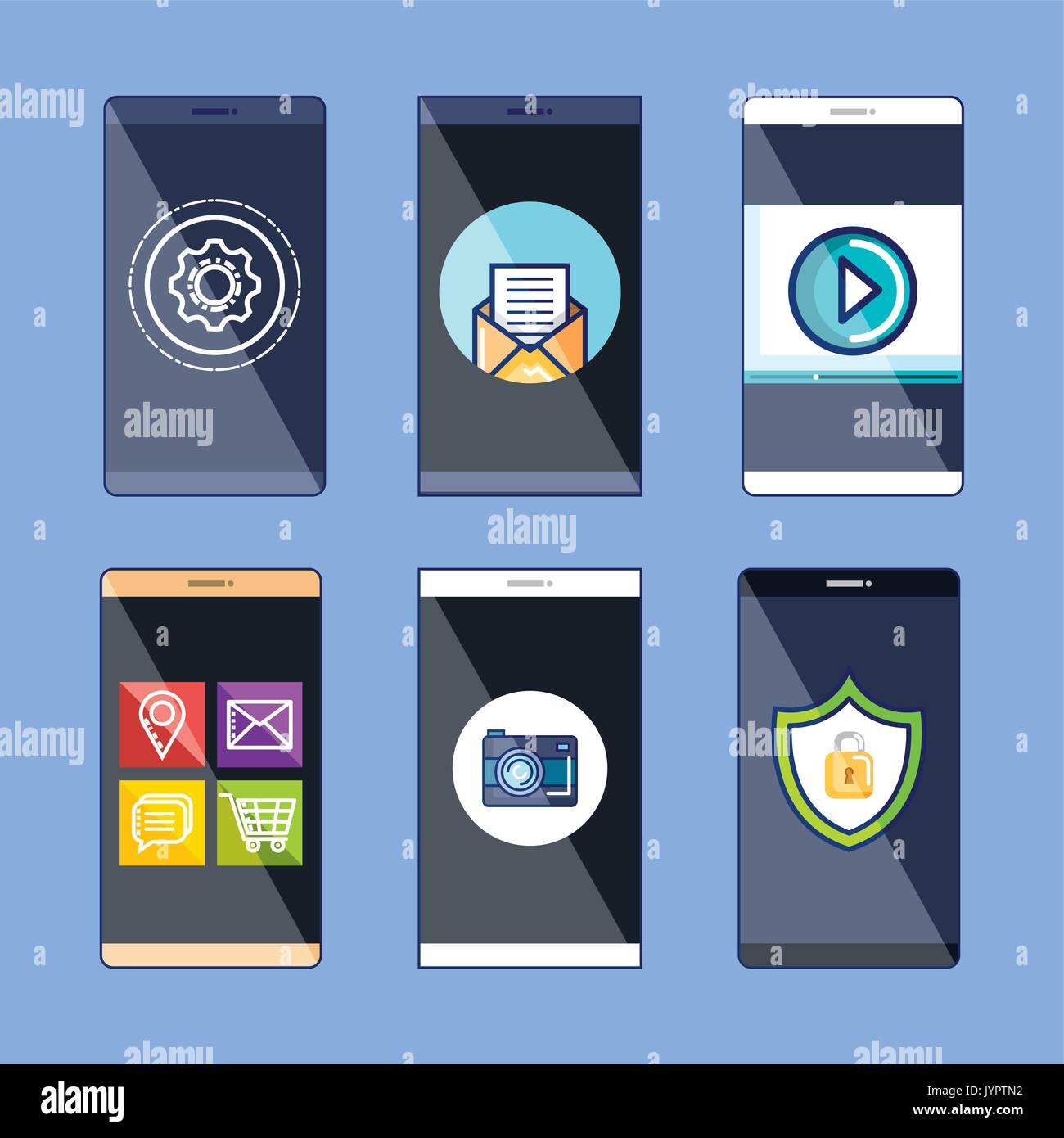 collection mobile web applications and services icons elements Stock ...
