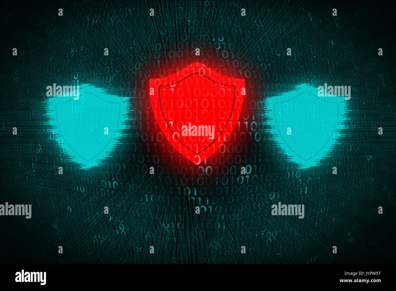 Red shield with glitch effect as symbol of Protect and Firewall in ...