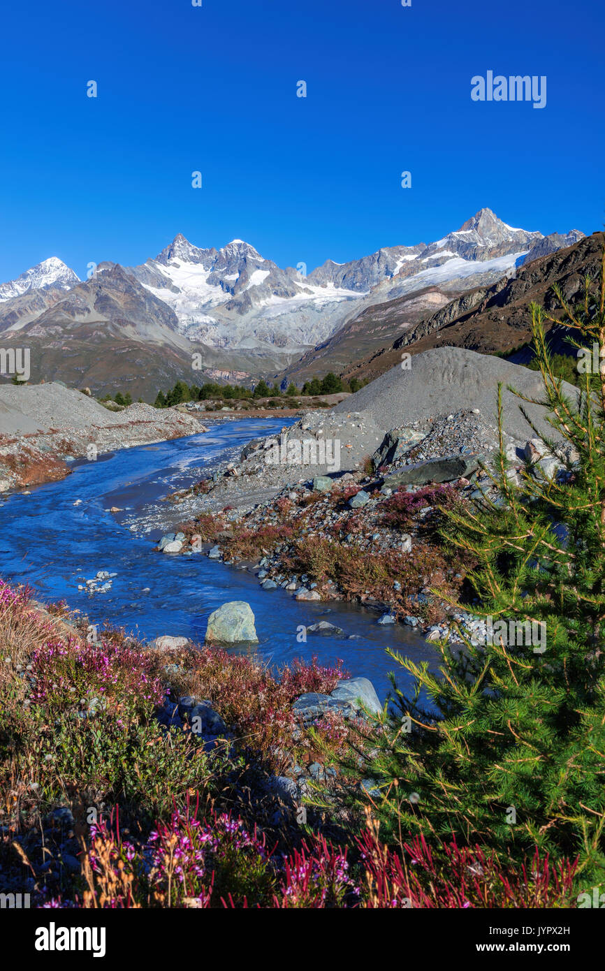 Zermatt area with panorama of Swiss Alps Stock Photo - Alamy