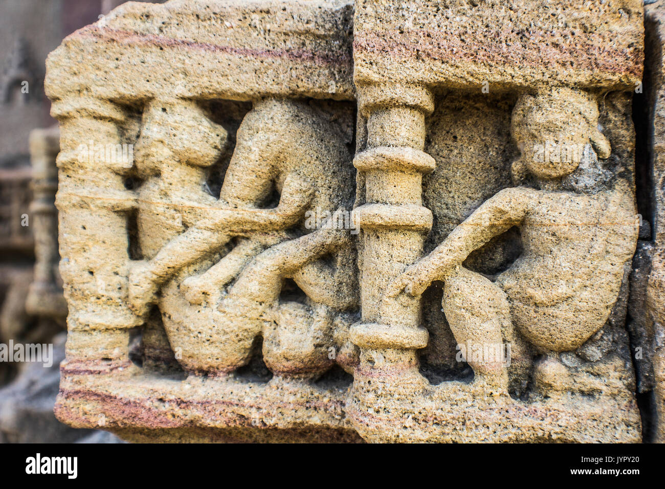 Sculpture on Modhera Sun Temple Stock Photo - Alamy