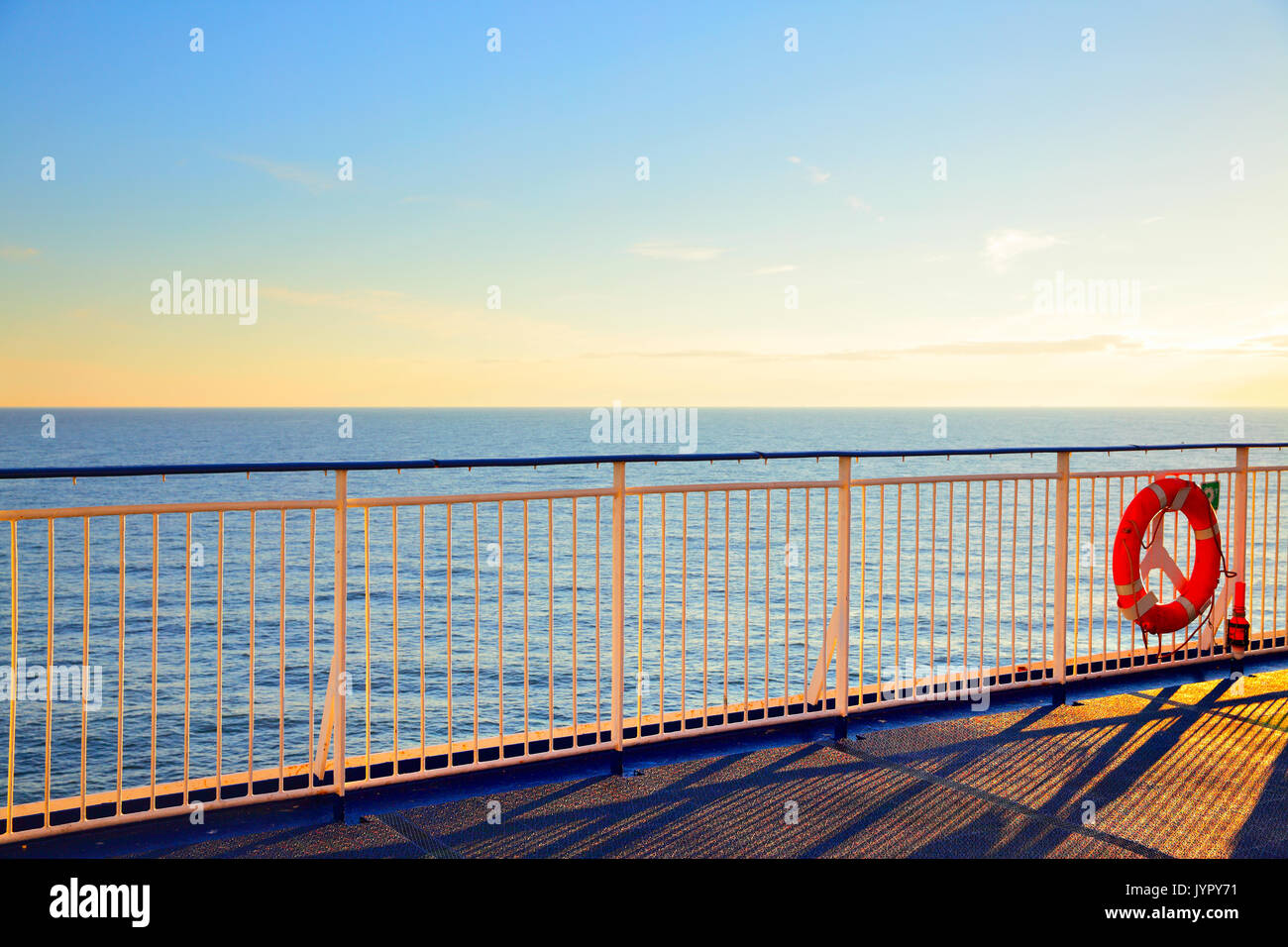 Promenade open deck on a cruise ship at sunset Stock Photo - Alamy