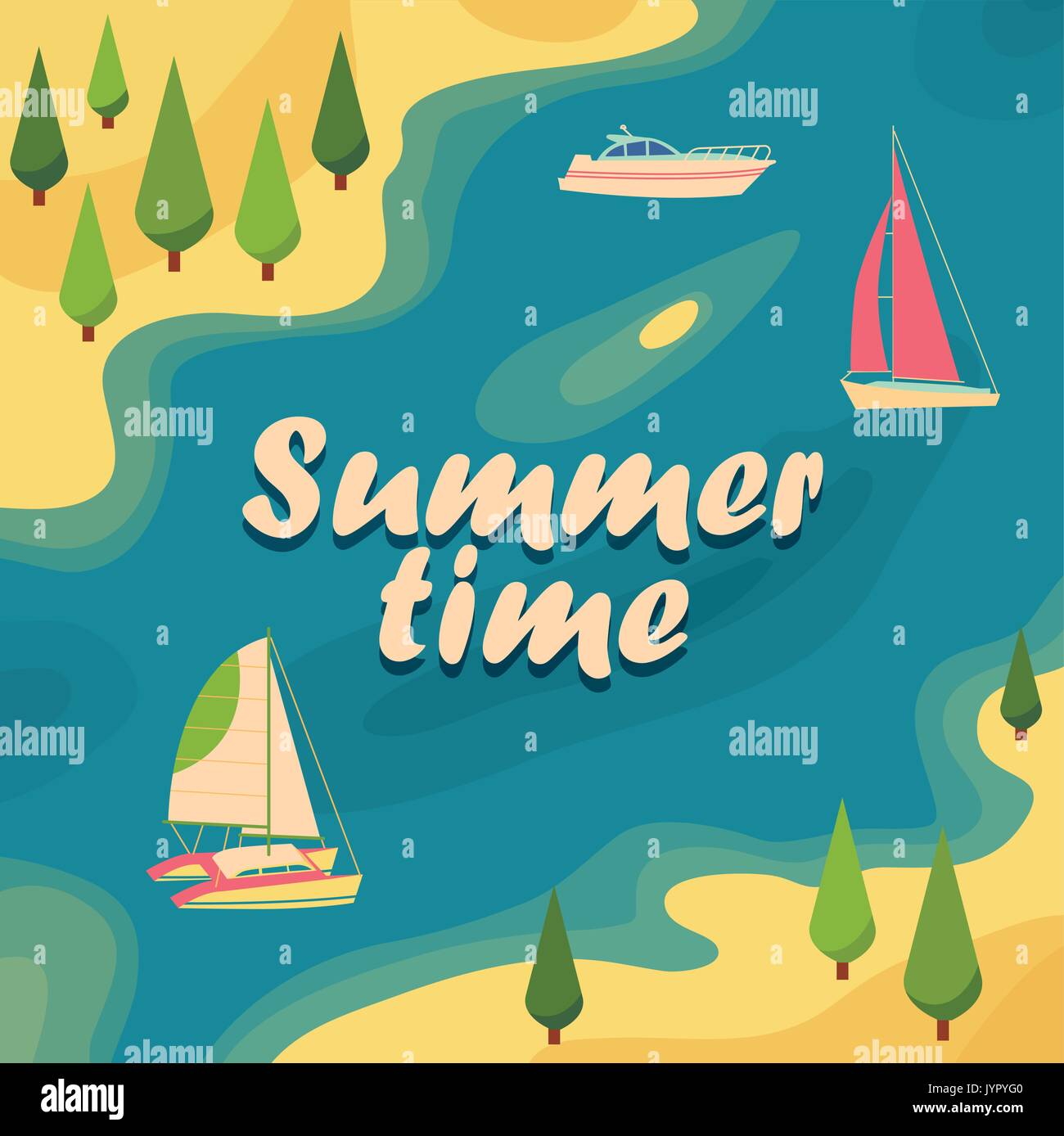 Beautiful seascape boat in Stock Vector Images - Alamy