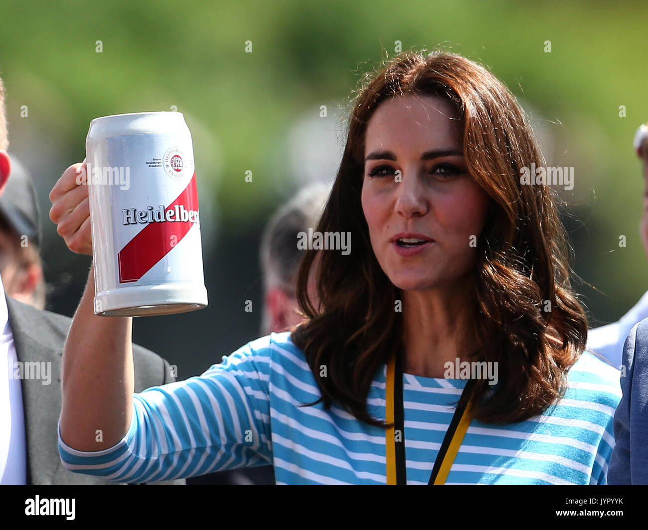 The Duke and Duchess of Cambridge take part in a rowing race on the ...