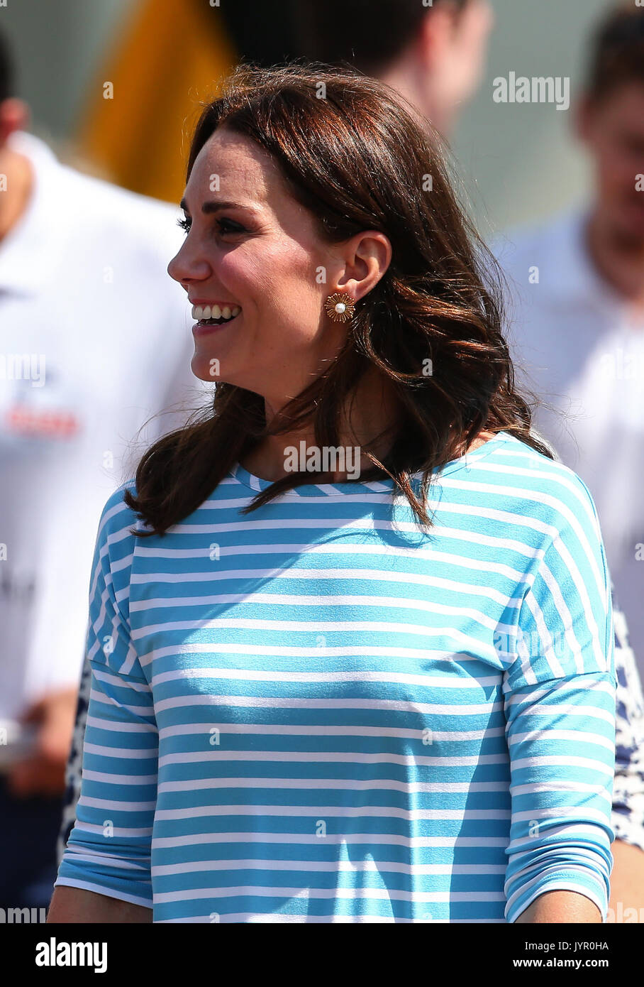 The Duke and Duchess of Cambridge take part in a rowing race on the ...