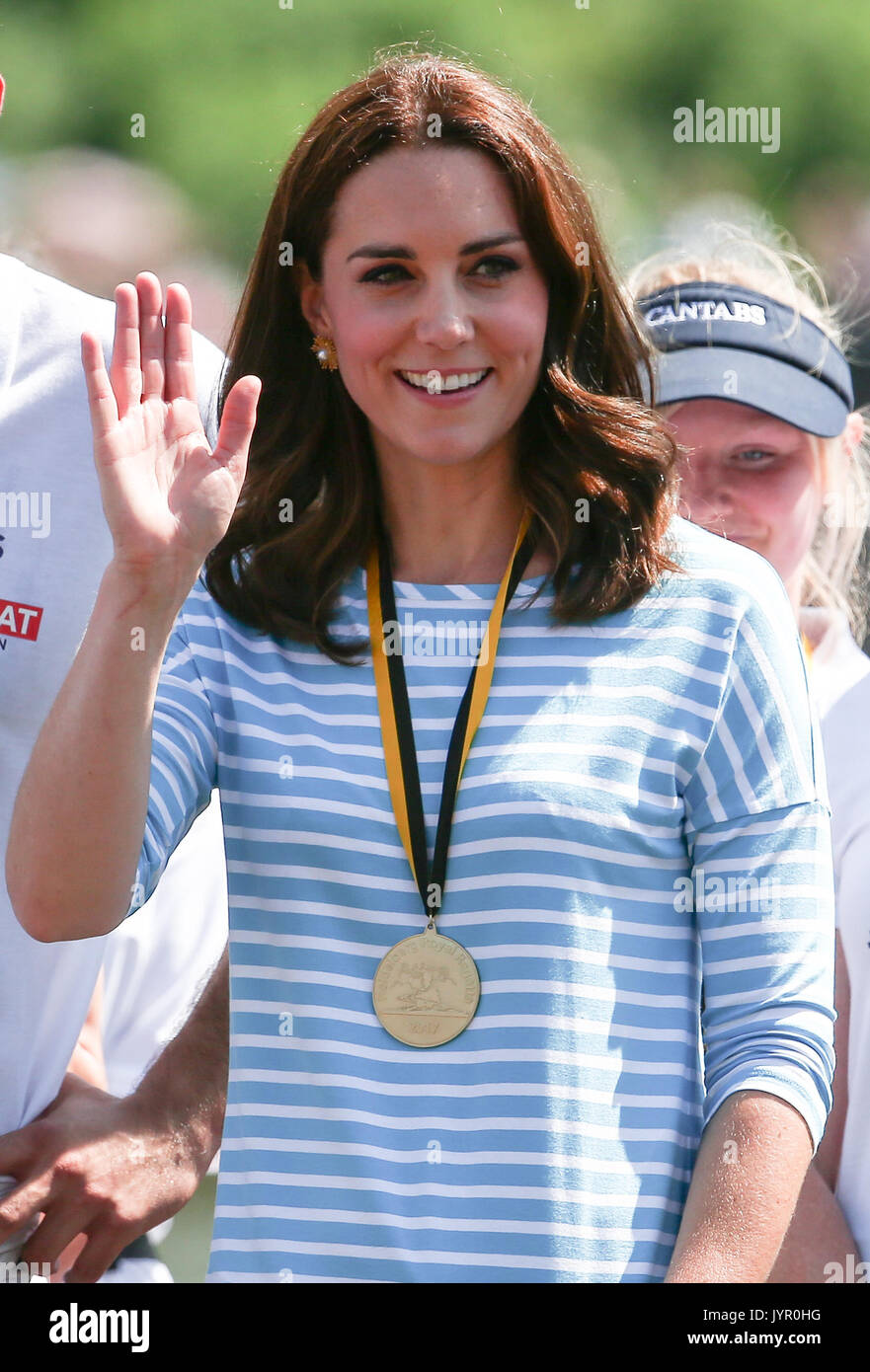The Duke and Duchess of Cambridge take part in a rowing race on the ...