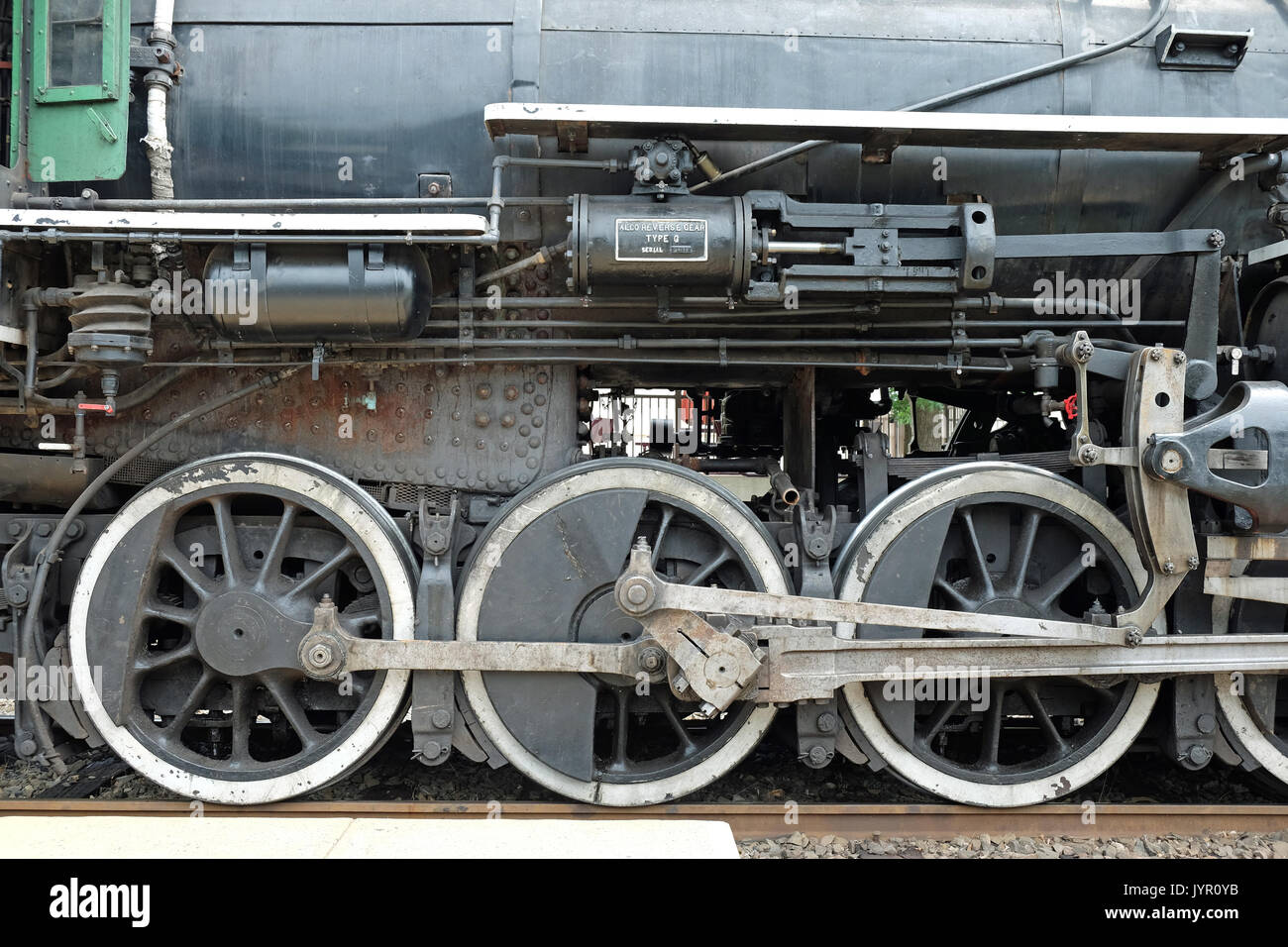 Steam locomotive wheels and rods Stock Photo - Alamy