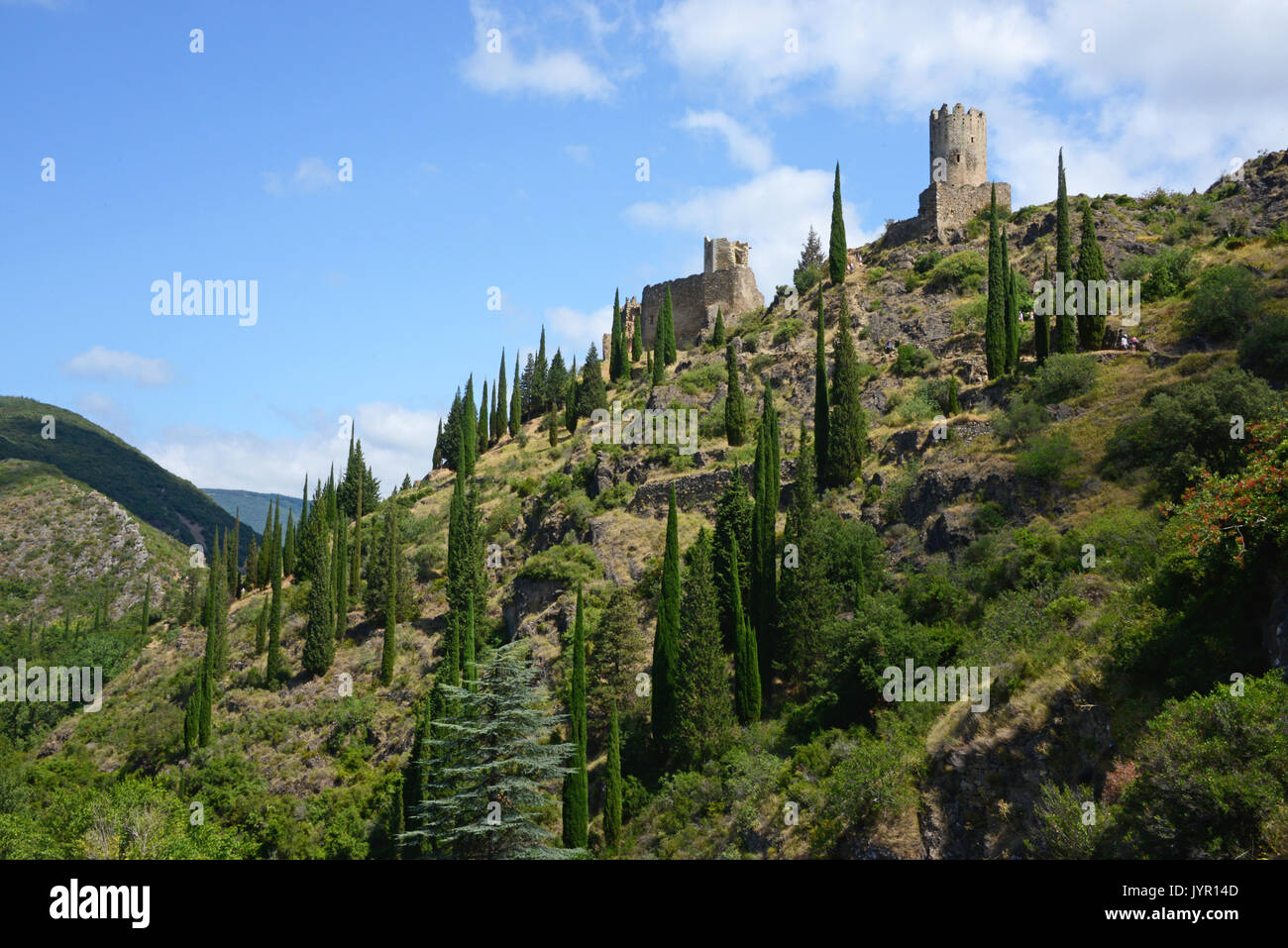Cathar castles, Lastours, France Stock Photo - Alamy