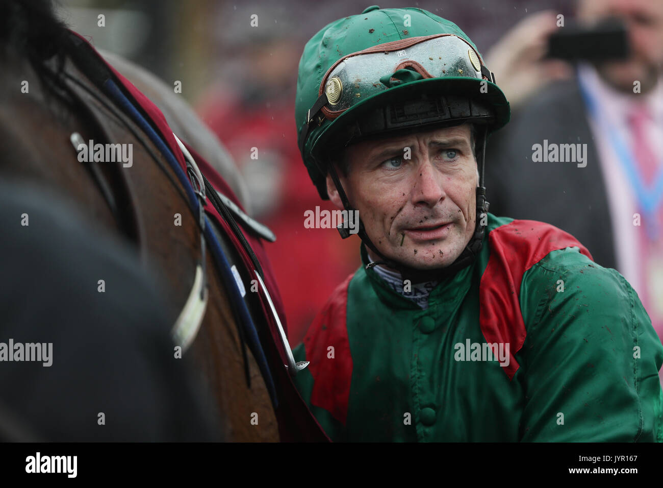 Jockey Pat Smullen in the parade ring after winning the Qatar Airways ...