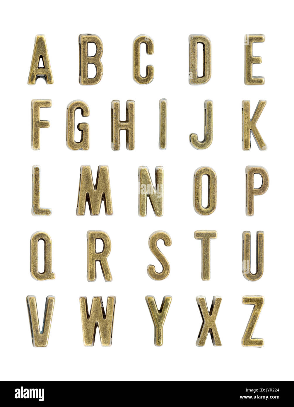 Set of the vintage copper letters isolated on the white background ...