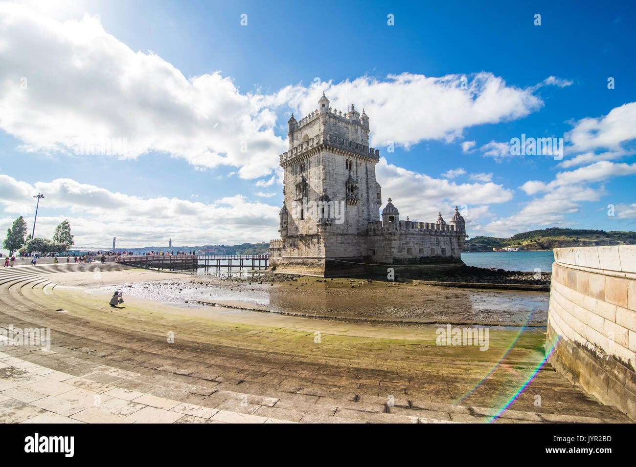 Belem tower - fortified building fort on an island in the River Tagus ...