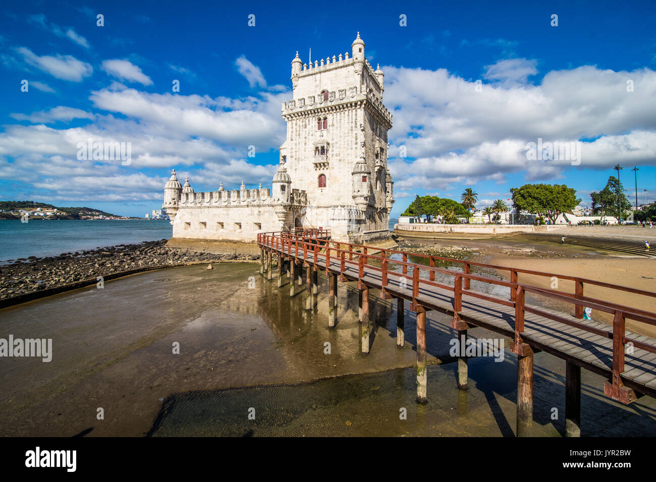 Belem tower - fortified building fort on an island in the River Tagus ...