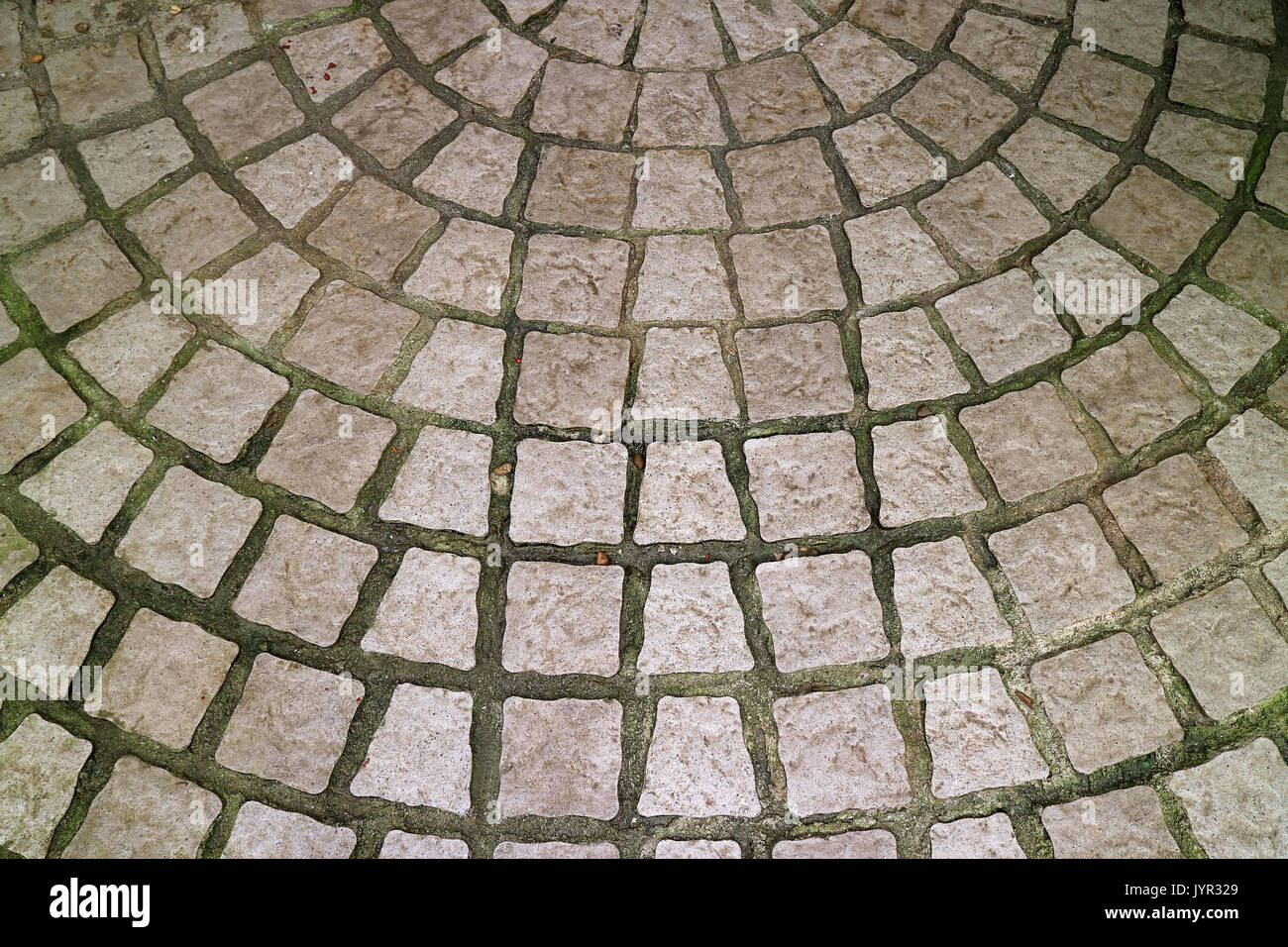 Stone paved circular patio for background, texture or pattern Stock ...