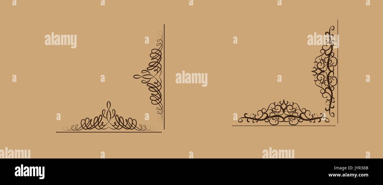 Swirl floral design corner vintage set old style Vector Stock Vector ...