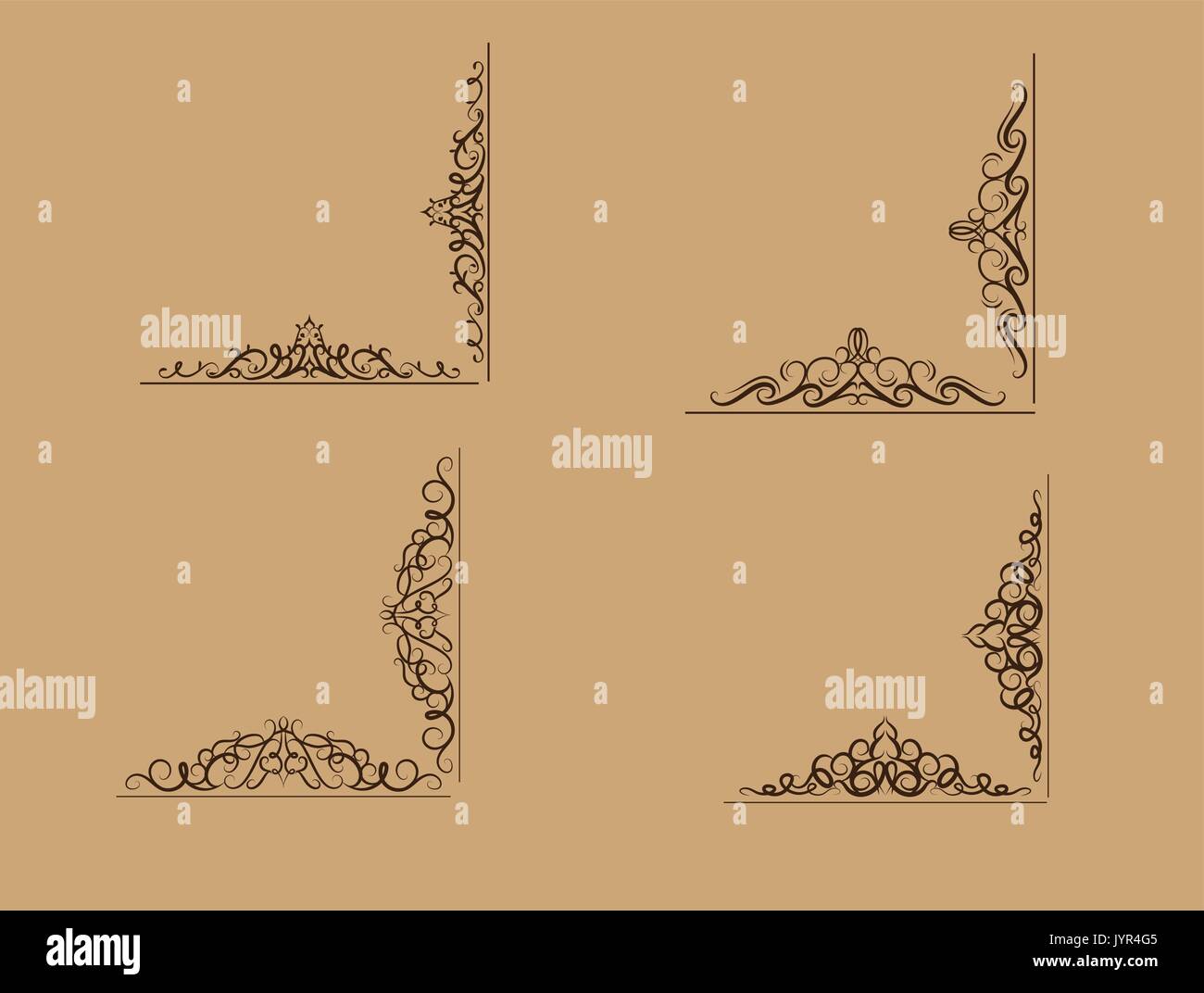 Swirl floral design corner vintage set old style Vector Stock Vector ...