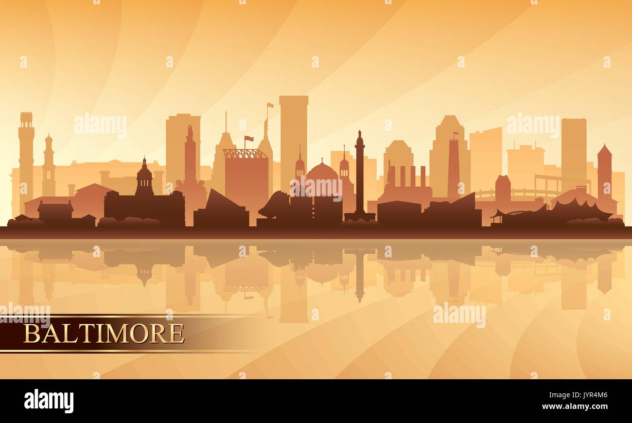 Baltimore city skyline silhouette background, vector illustration Stock ...