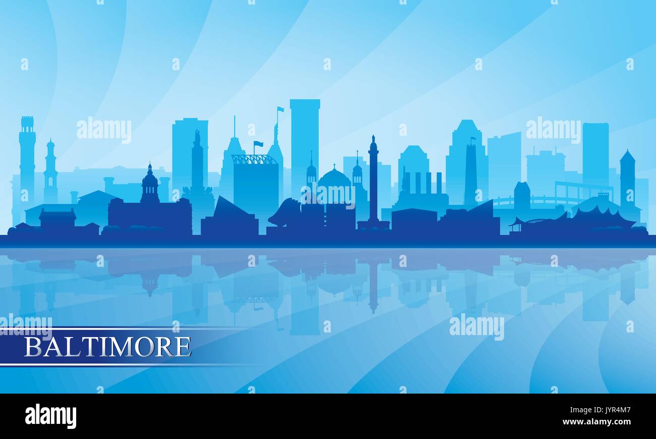Baltimore city skyline silhouette background, vector illustration Stock ...