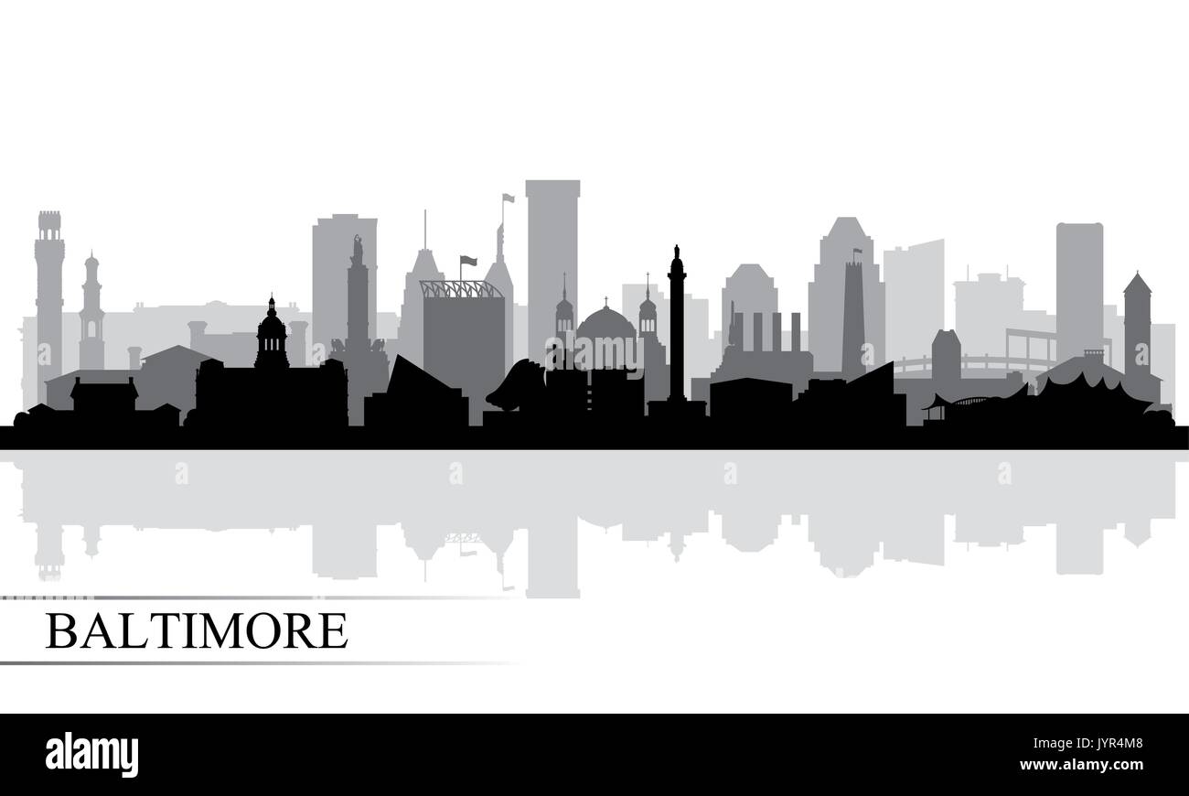 Baltimore city skyline silhouette background, vector illustration Stock ...
