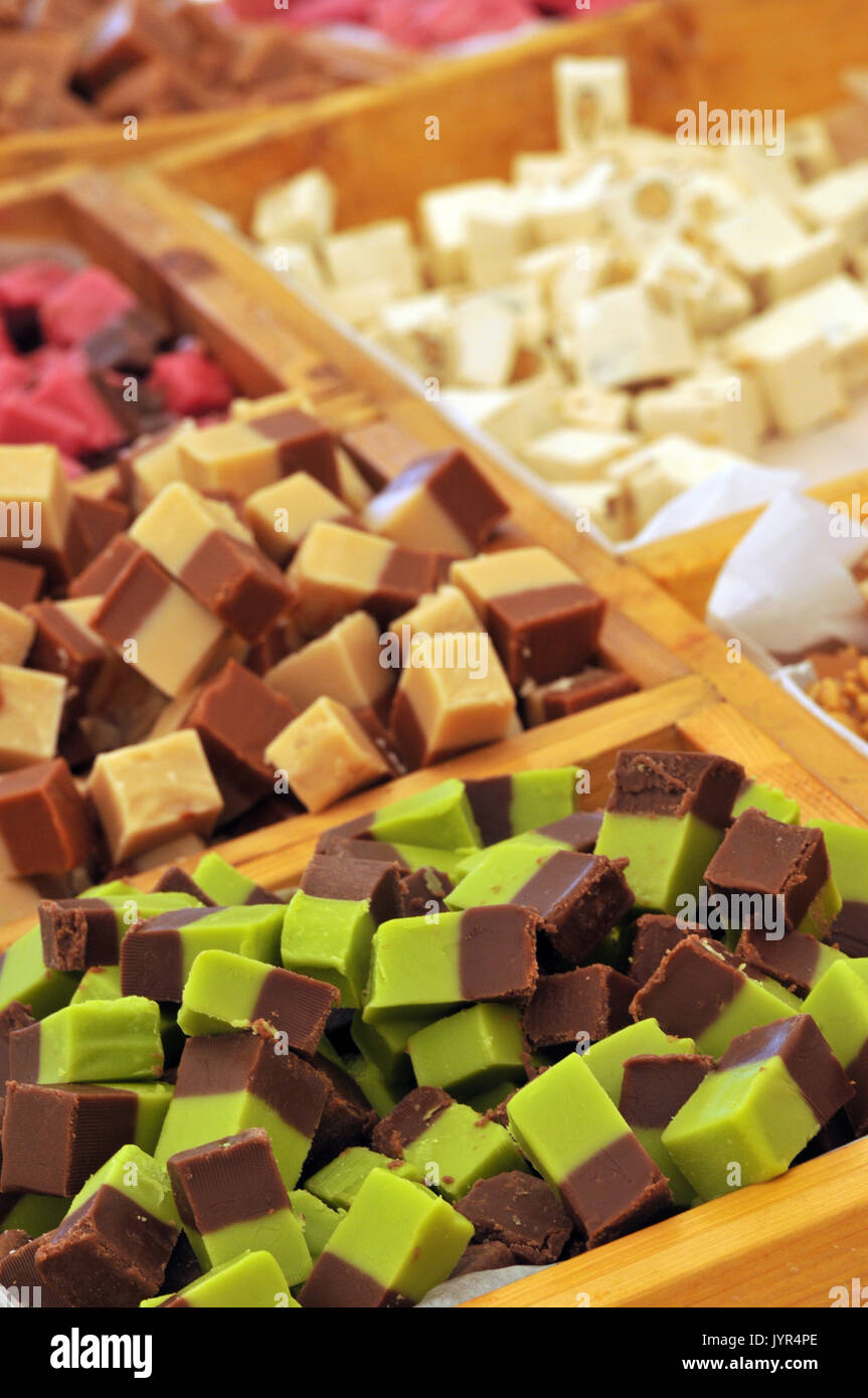 fudge and confectionery for sale on display at a fair the garlic ...