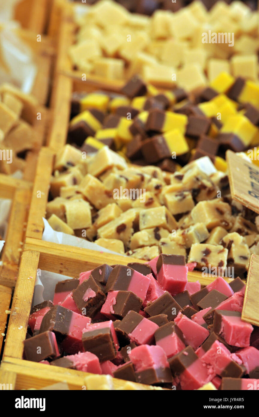 fudge and confectionery for sale on display at a fair the garlic ...