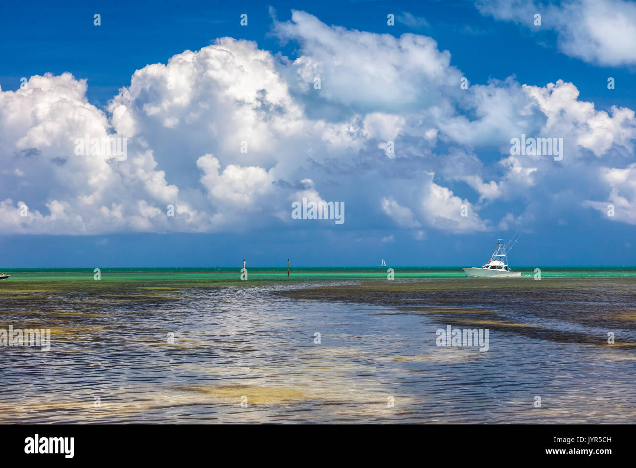 Boat in Atlantic Ocean off the Florida Keys Stock Photo - Alamy
