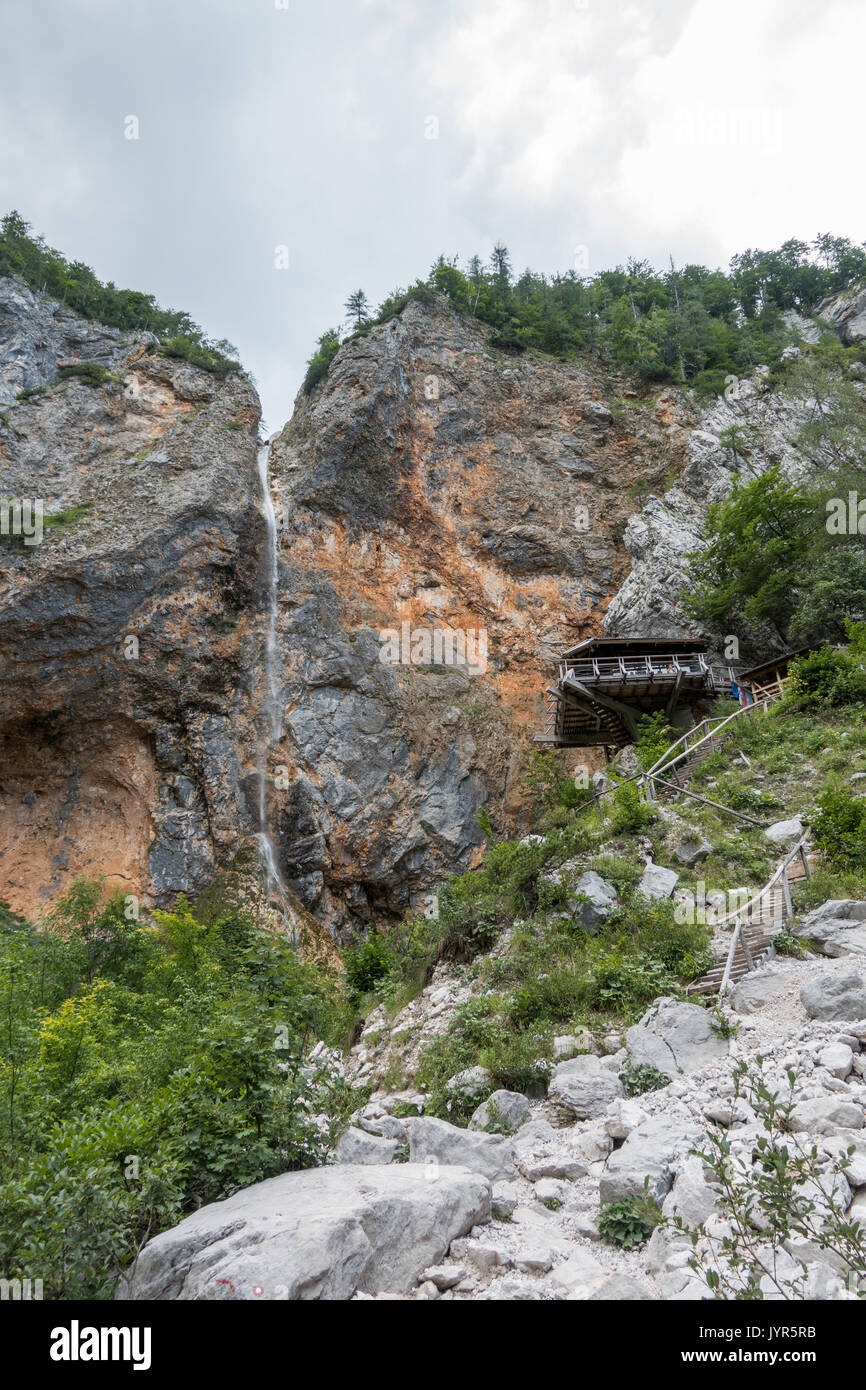Rinka waterfall with eagles nest lookout in Logar - Logarska valley ...