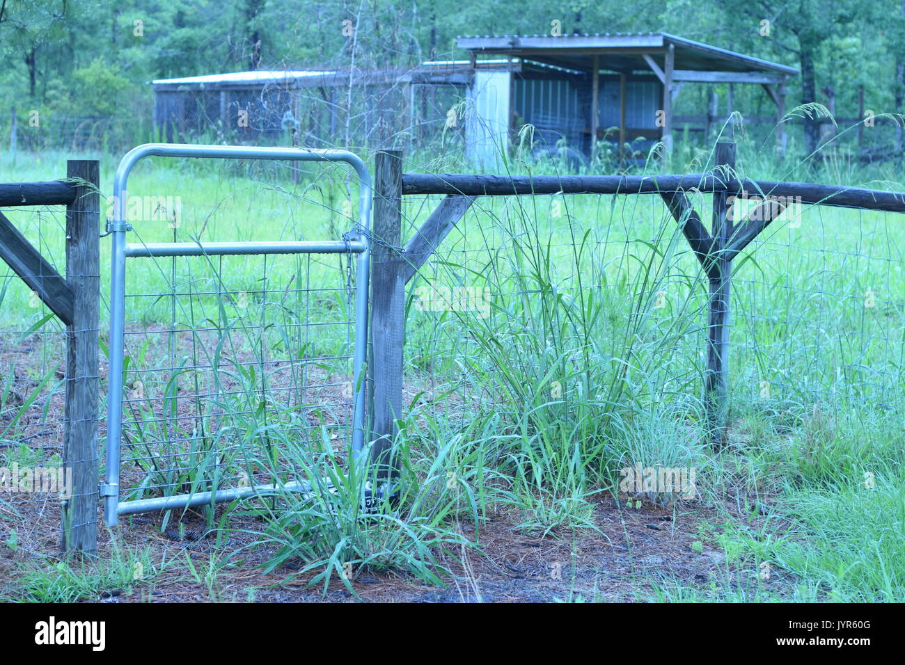 Old Fence And Farm Stock Photo - Alamy