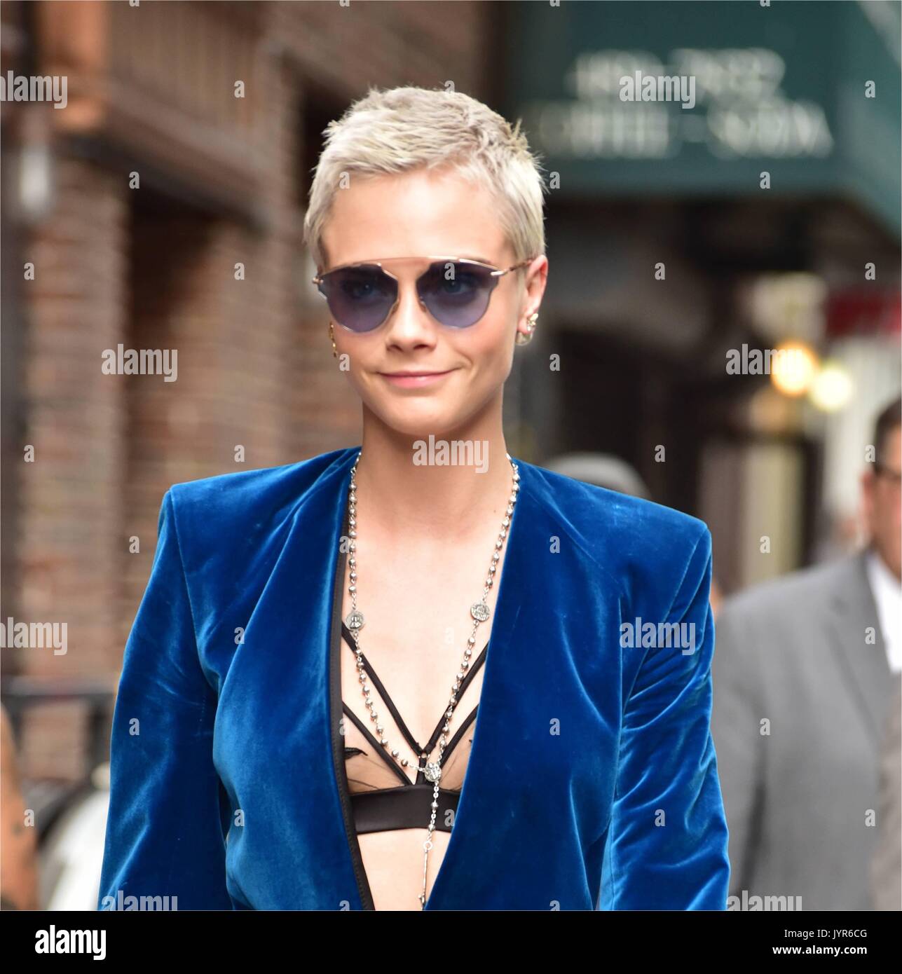 Cara Delevingne arrives at 'The Late Show with Stephen Colbert' wearing ...