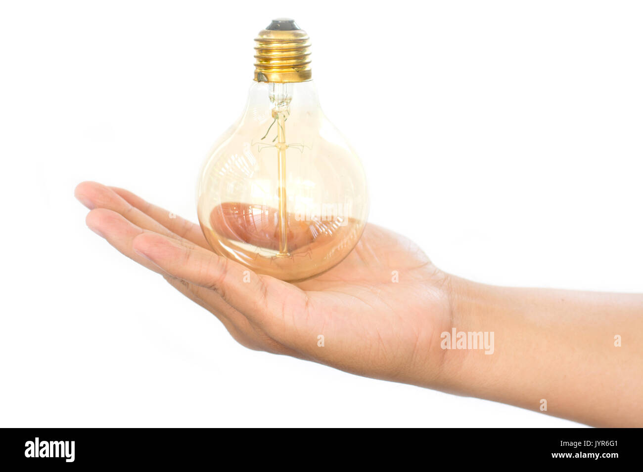 LED light bulb (lamp) in hand Isolated on white background Stock Photo ...