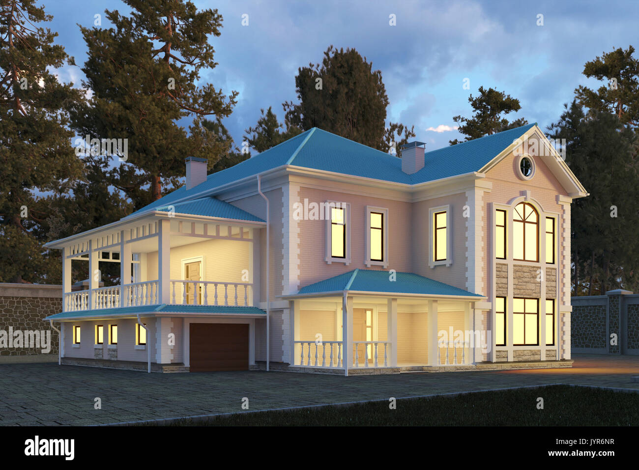 Building Photorealistic Render 3D Illustration Stock Photo - Alamy