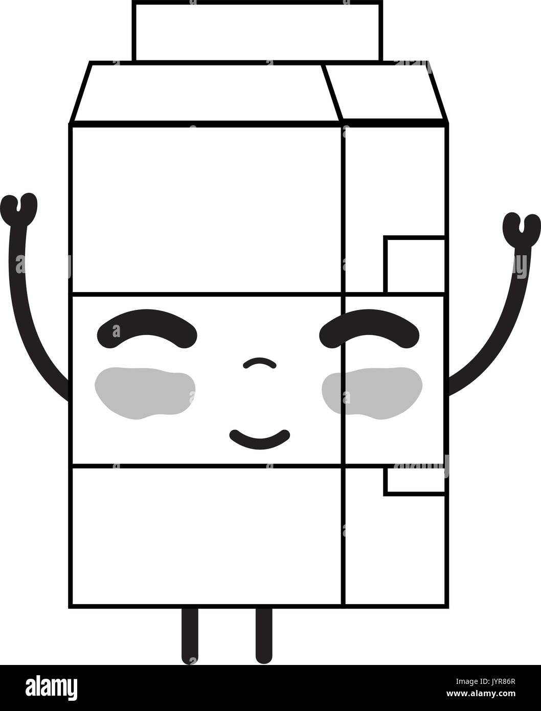 line kawaii cute happy milk box Stock Vector Image & Art - Alamy