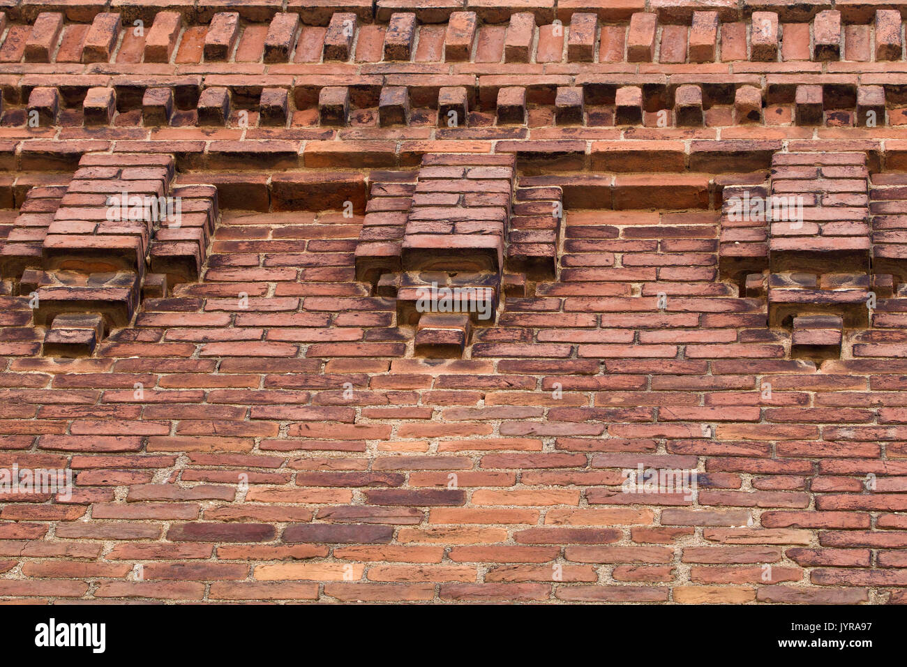 Nineteenth century brick building facade upper decoration Stock Photo ...
