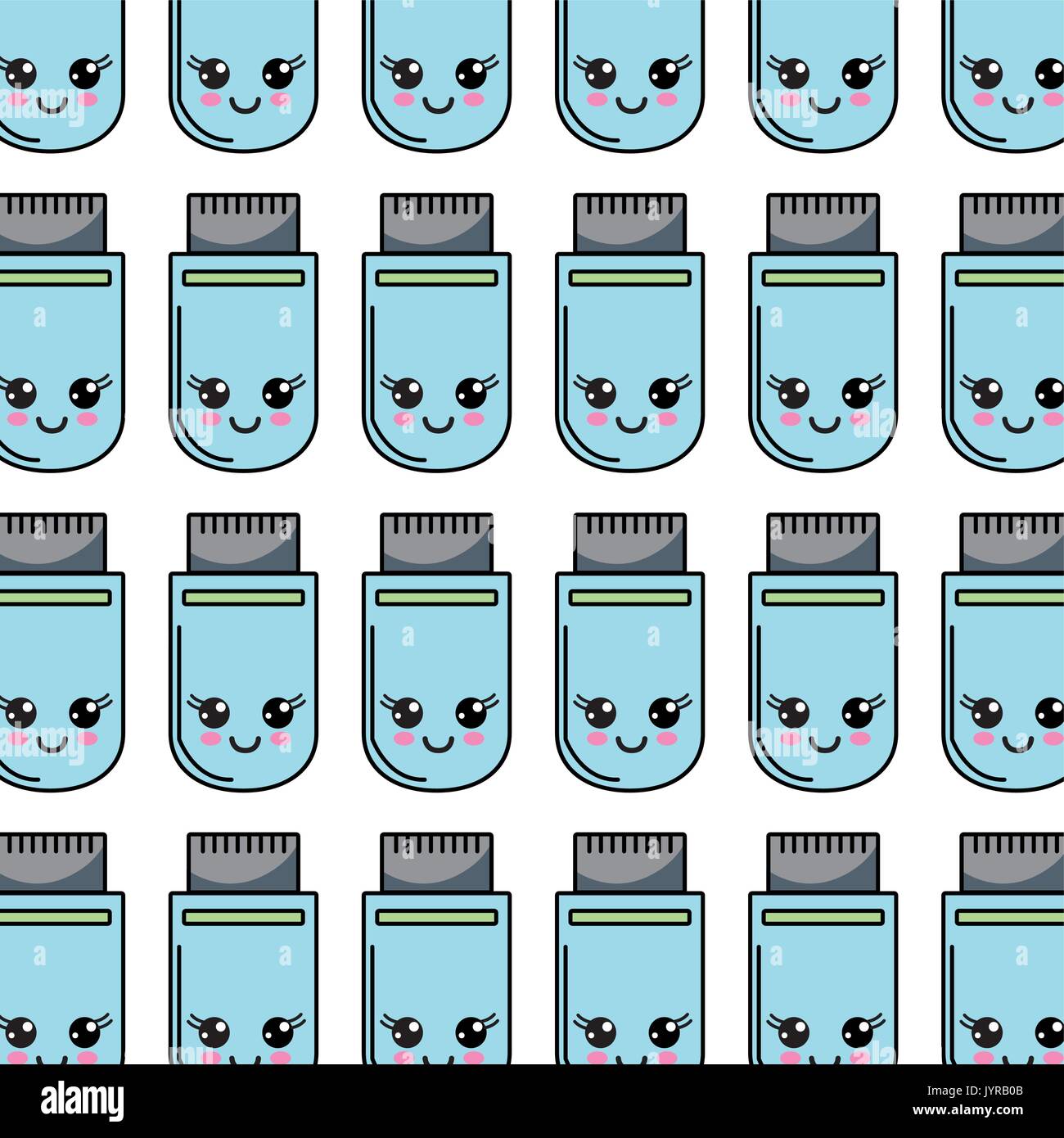 kawaii cute happy usb memory background Stock Vector Image & Art - Alamy