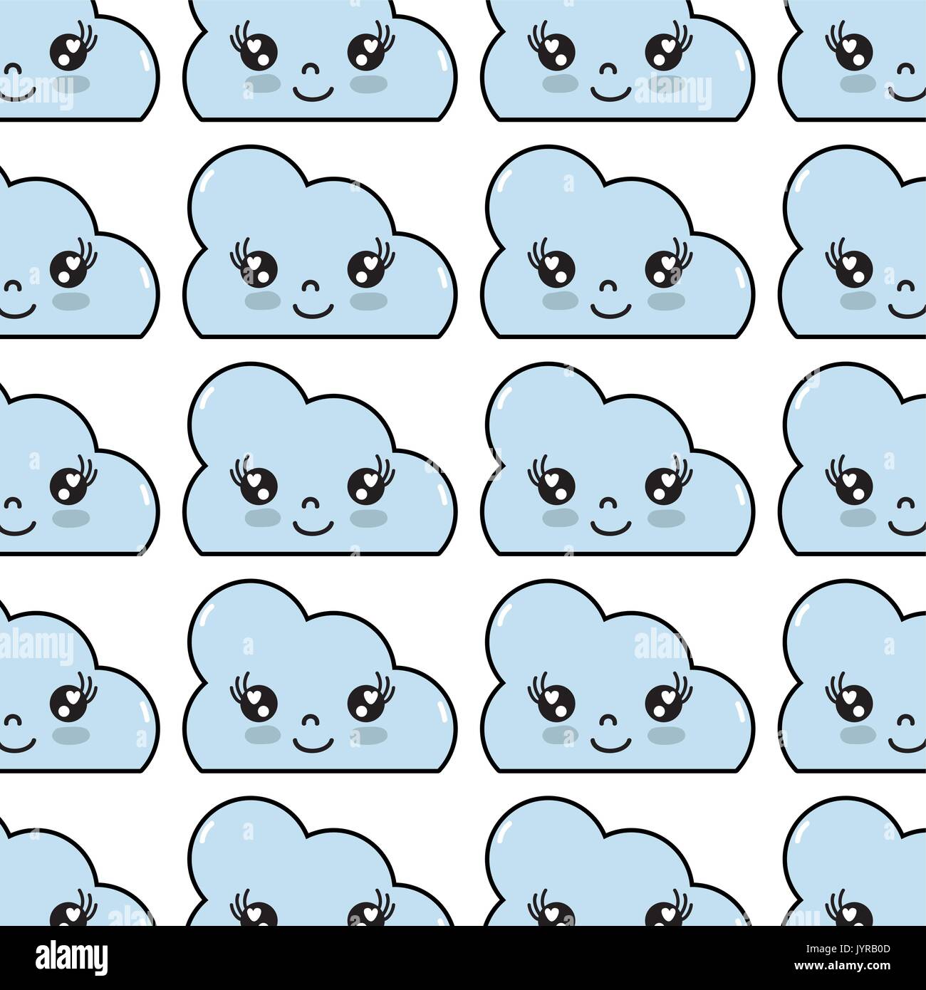 kawaii cute happy cloud weather background Stock Vector Image & Art - Alamy