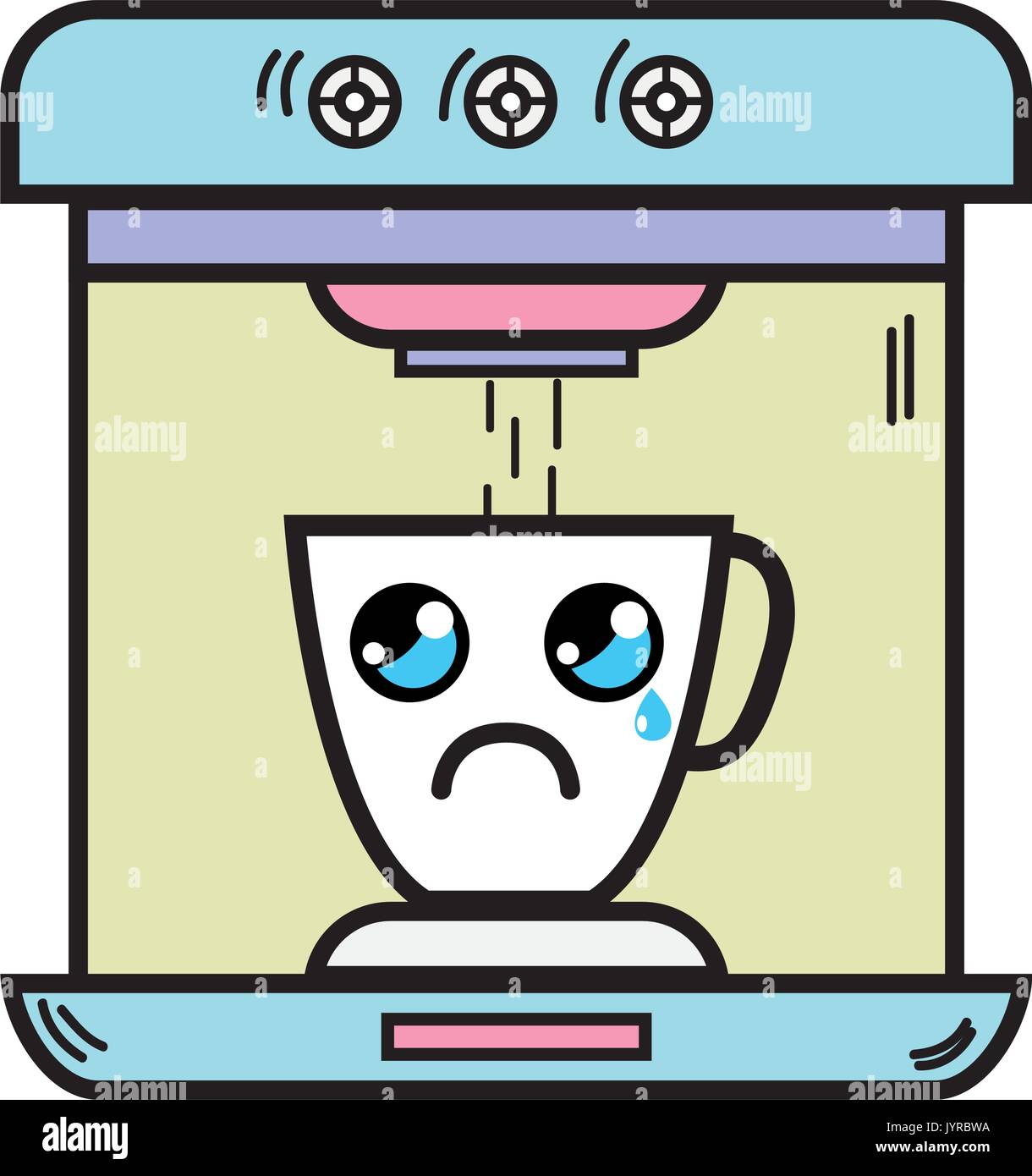kawaii cute crying coffee maker technology Stock Vector Image & Art - Alamy