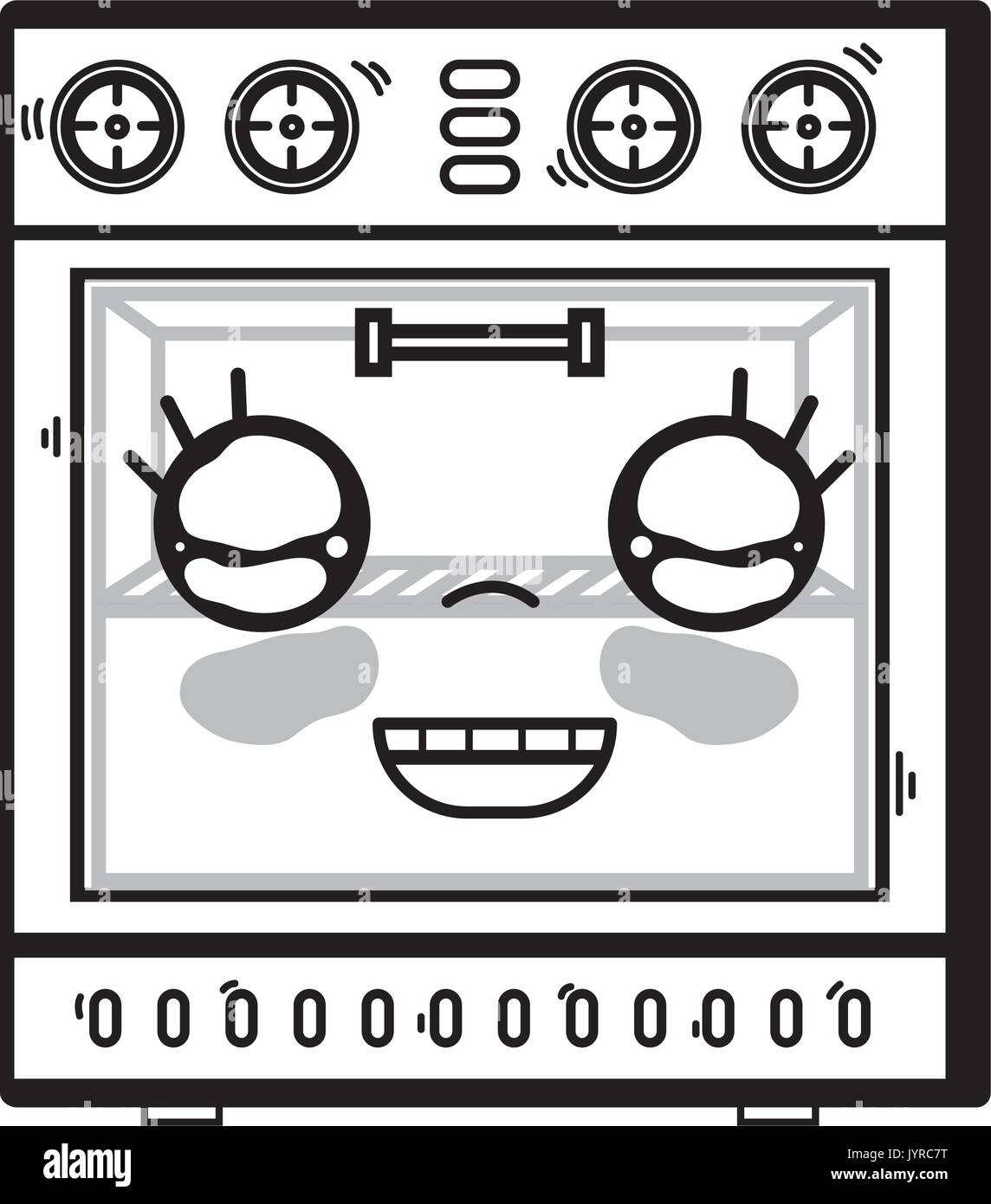 line kawaii cute happy oven technology Stock Vector Image & Art - Alamy