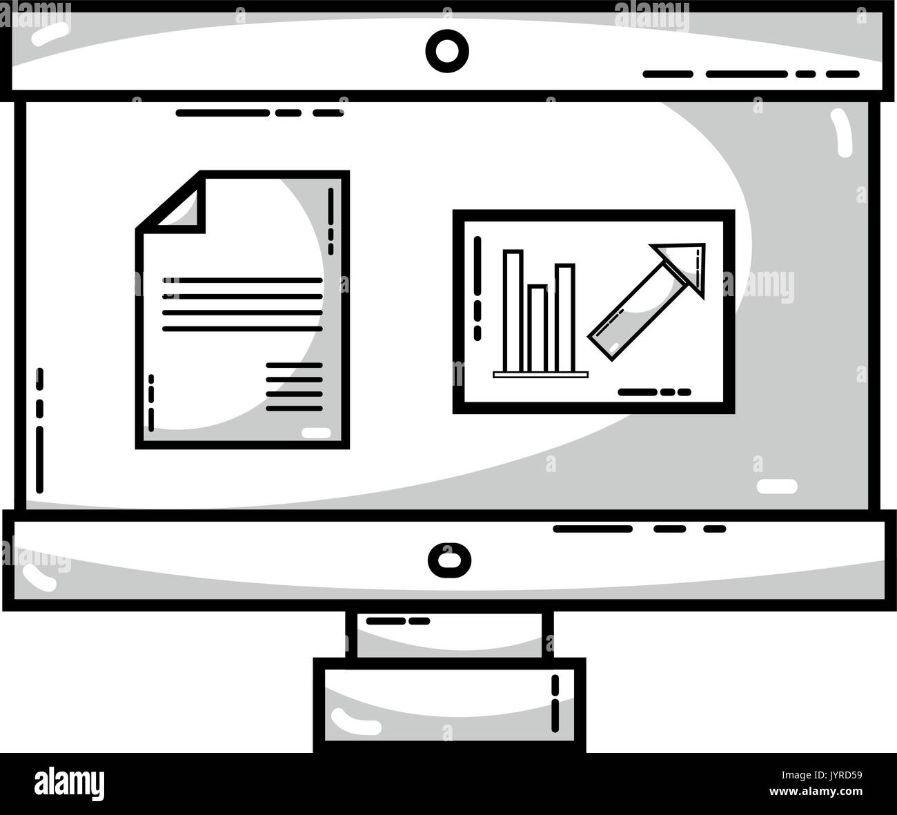 line computer with company document and statistics diagram Stock Vector ...