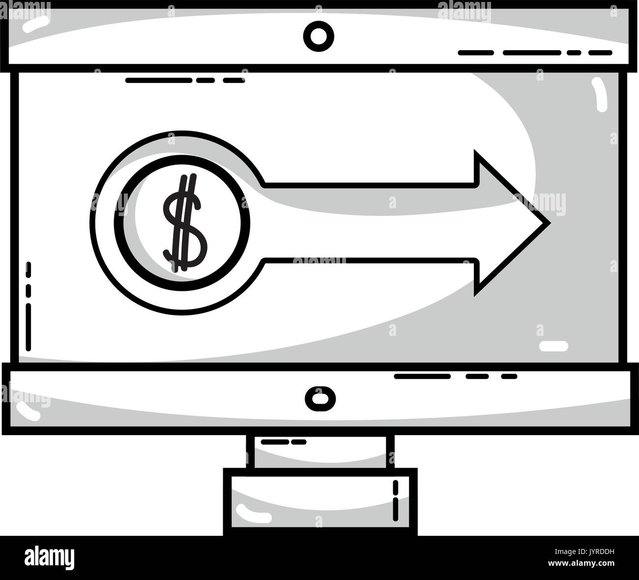 line computer with company document and statistics diagram Stock Vector ...