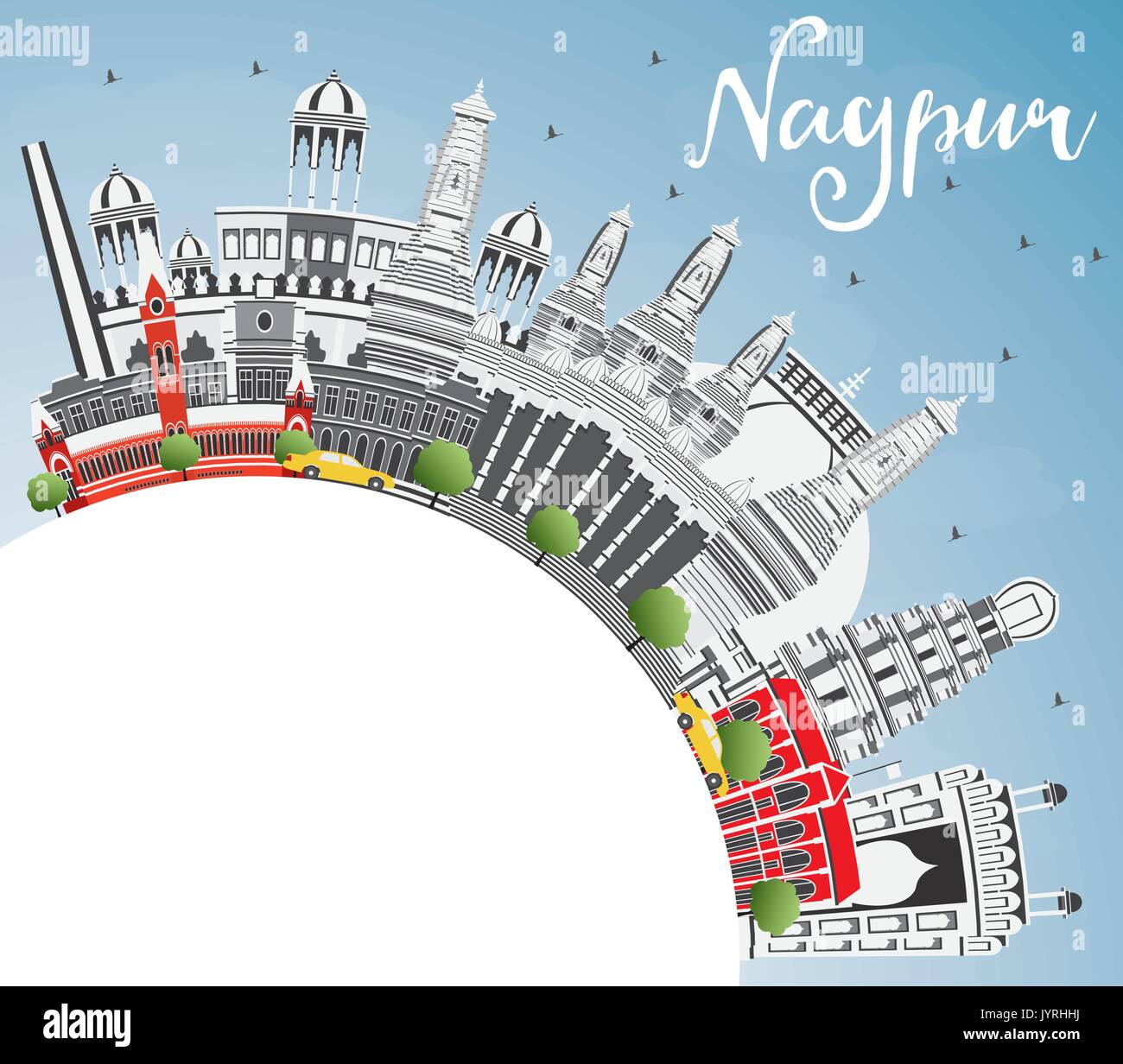 Nagpur Skyline with Gray Buildings, Blue Sky and Copy Space. Vector ...