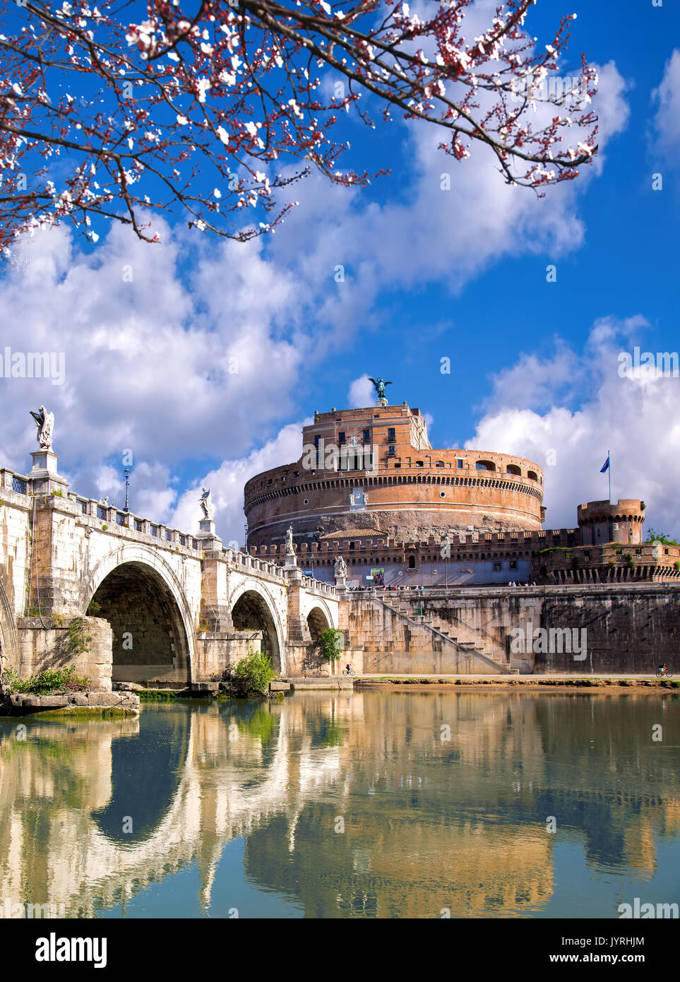 Angel Castle with blossom tree in Rome, Italy Stock Photo - Alamy