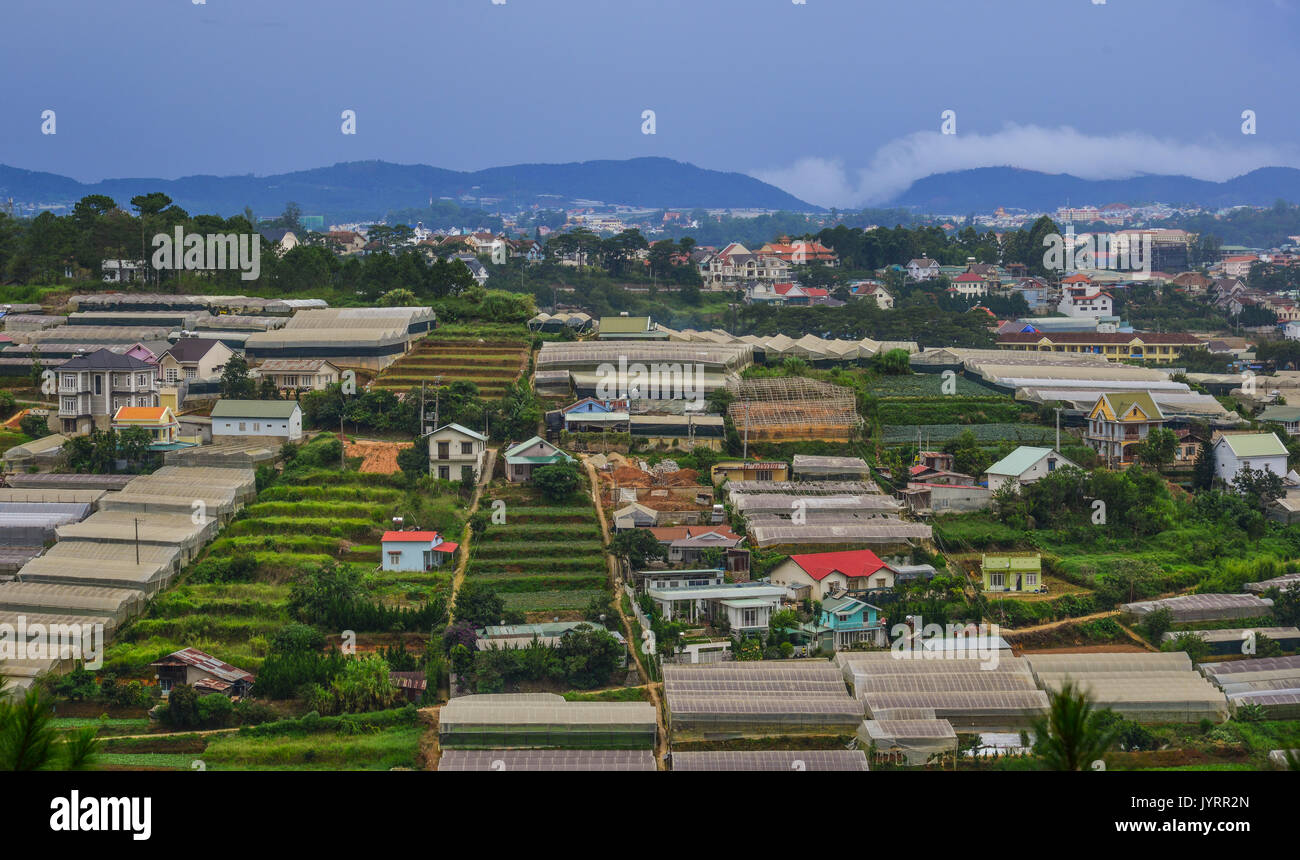 Landscape of Dalat Highlands, Vietnam. Dalat is located 1,500 m above ...