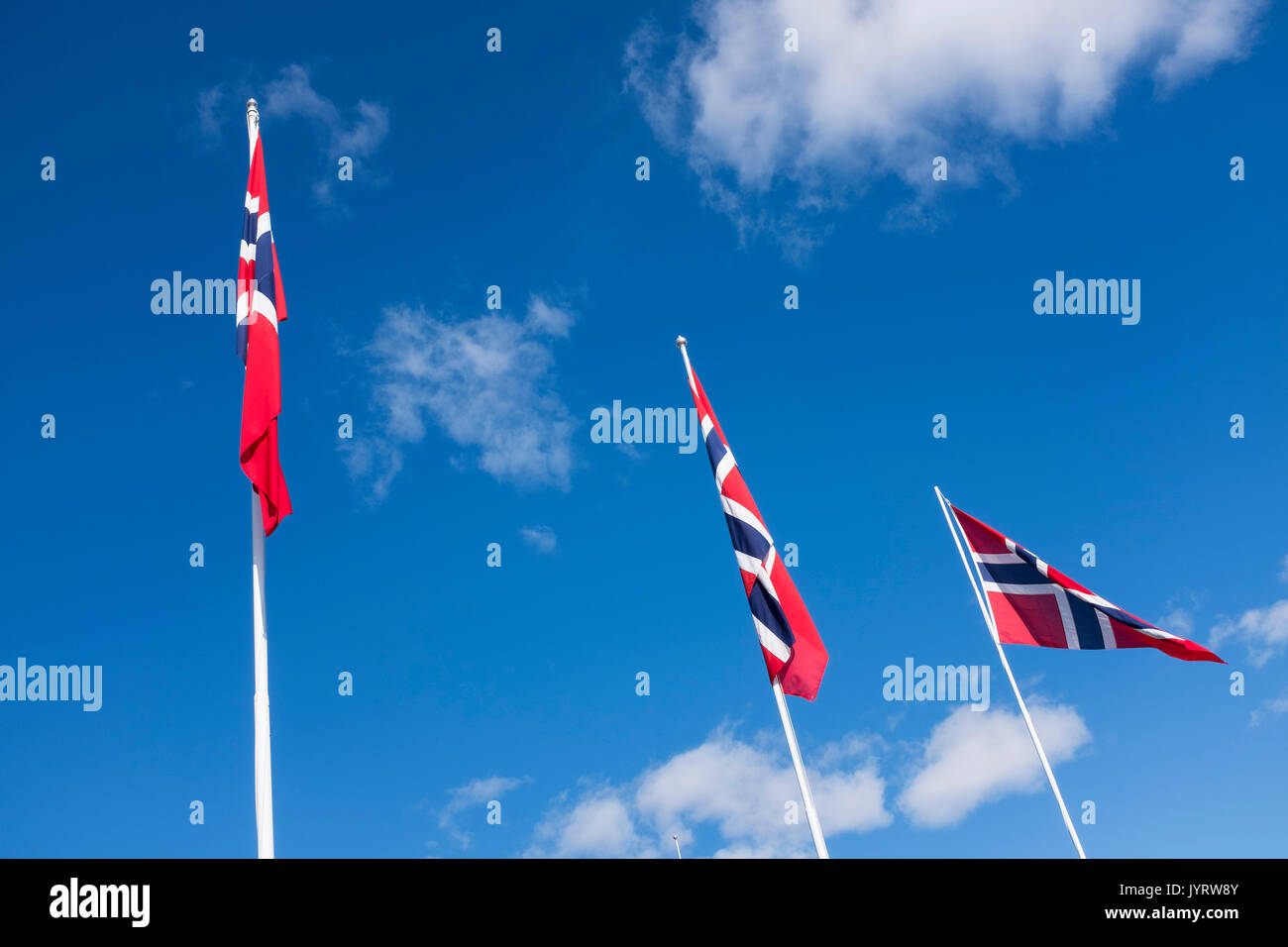 Norway, Norwegian flags Stock Photo - Alamy