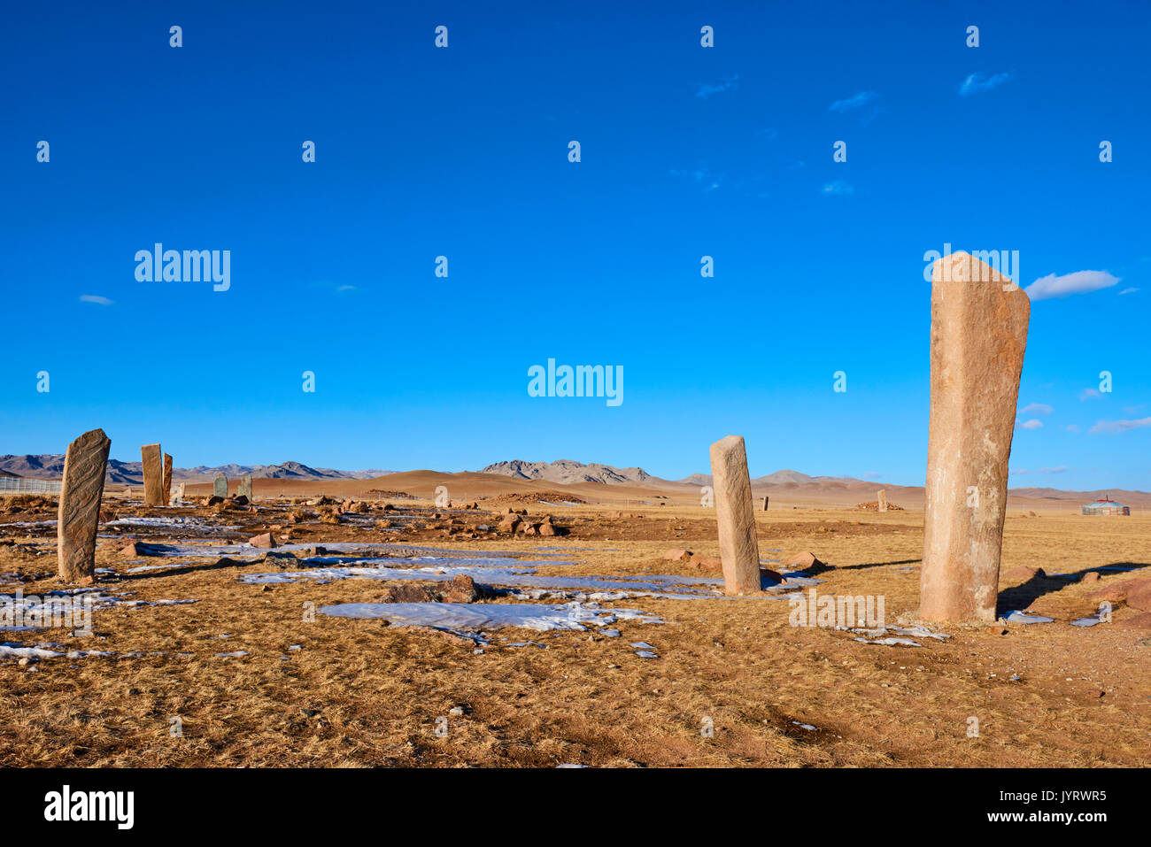 Mongolia, Khuvsgul province, Moron, group of Deer Stones of Uushigiin ...