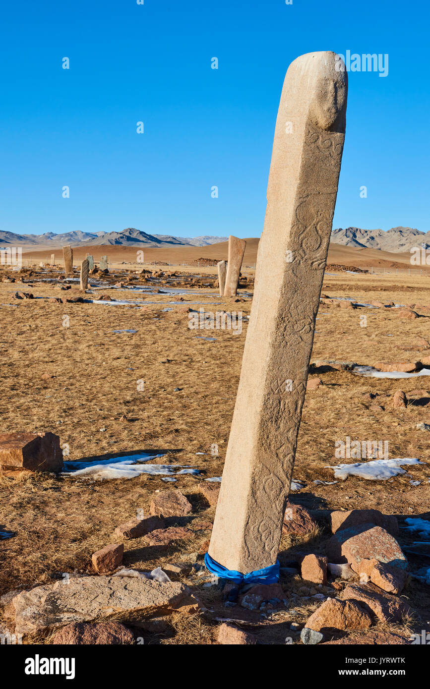 Mongolia, Khuvsgul province, Moron, group of Deer Stones of Uushigiin ...
