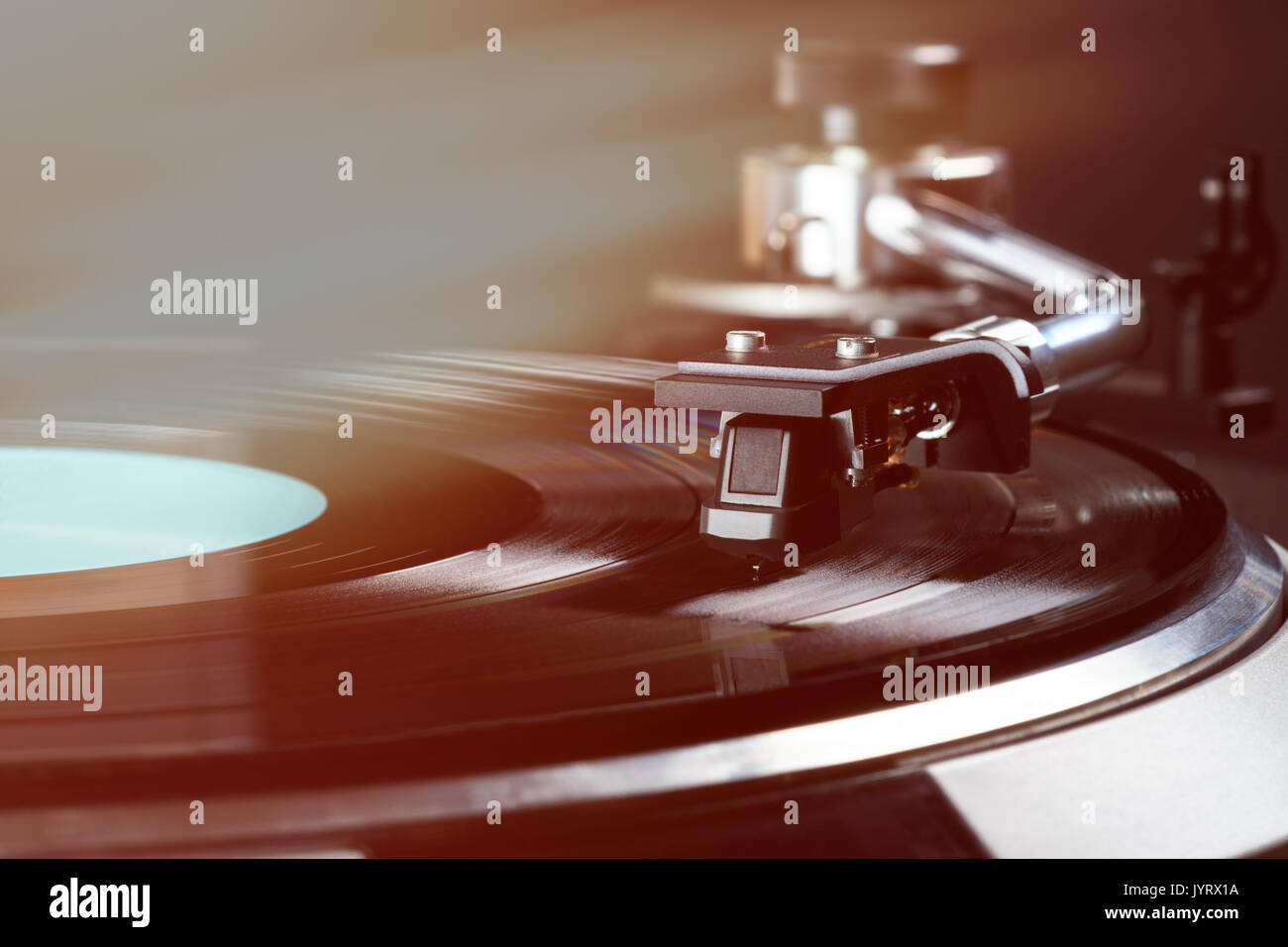 vintage high end turntable in action close up Stock Photo - Alamy