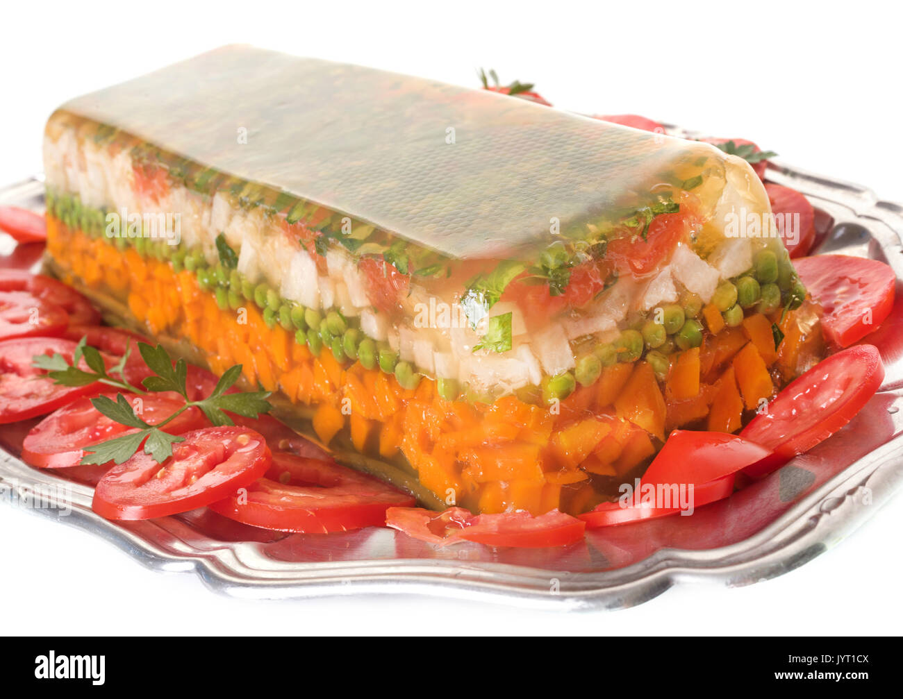 Homemade vegetable terrine in front of white background Stock Photo - Alamy