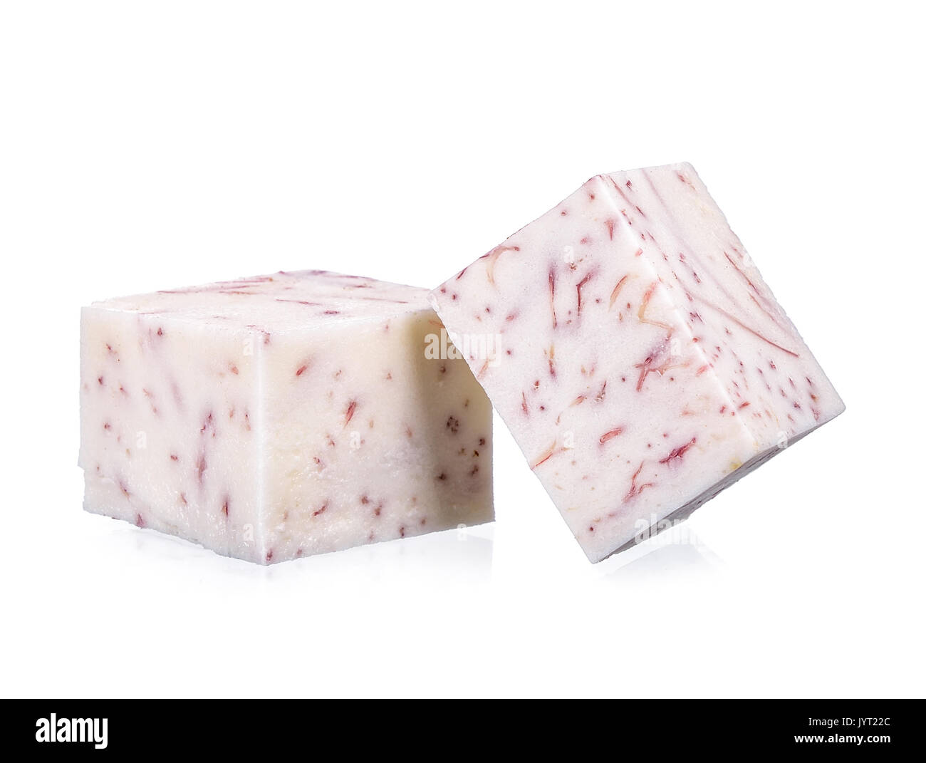 Cube of taro isolated on white background Stock Photo - Alamy