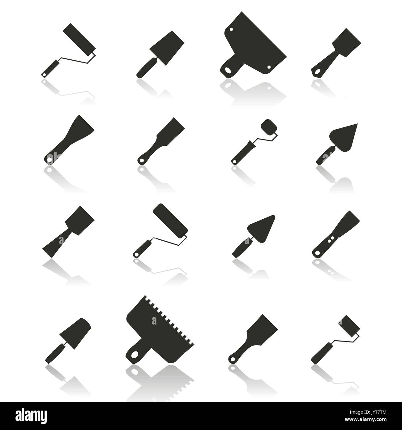 Icons set for repair and construction, rollers and brushes for painting ...