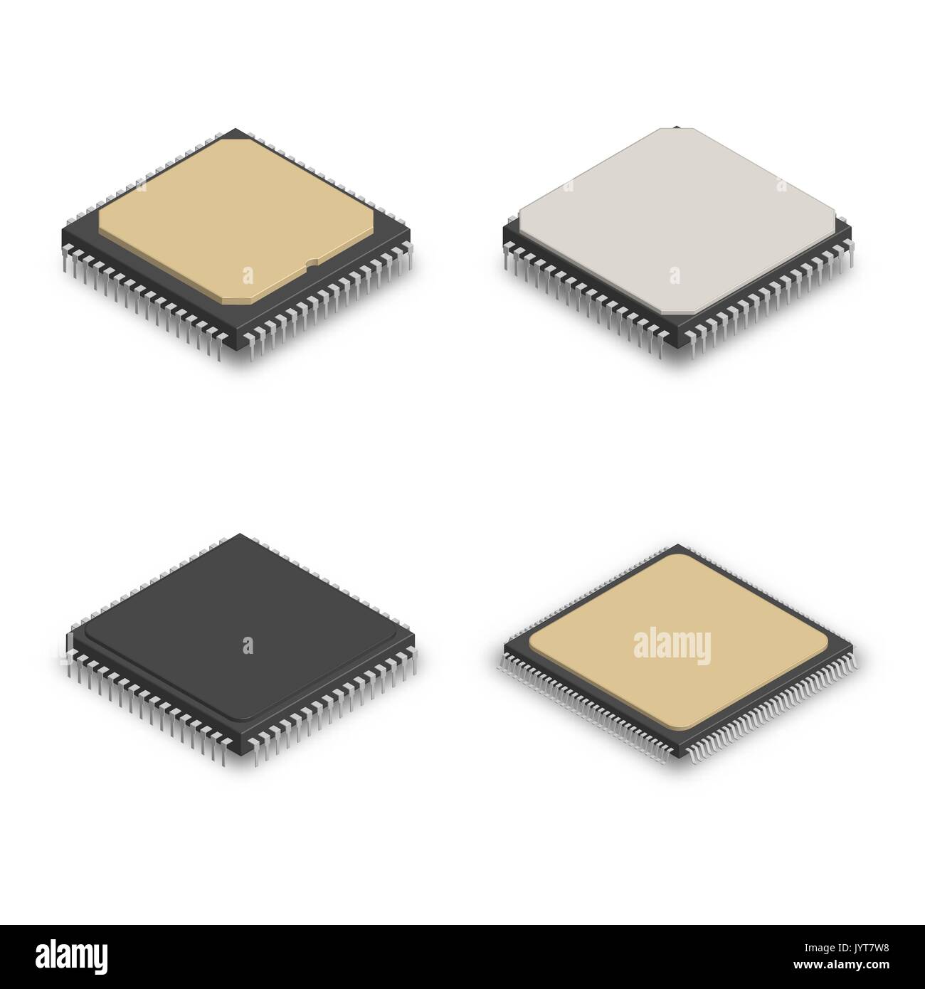Set of processors of different shapes isolated on white background. Elements design of ...